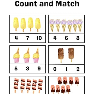 Single Digit Ice Cream Counting Worksheet ,printable Digital Download ...
