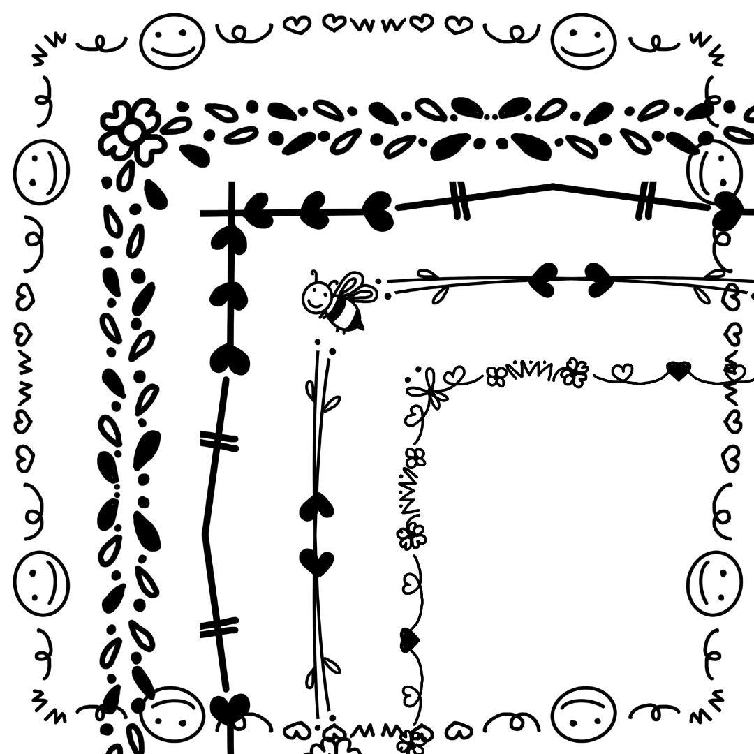 Doodle Frame Clipart,hand Drawn Border Clipart,letter Frame, Cute ...