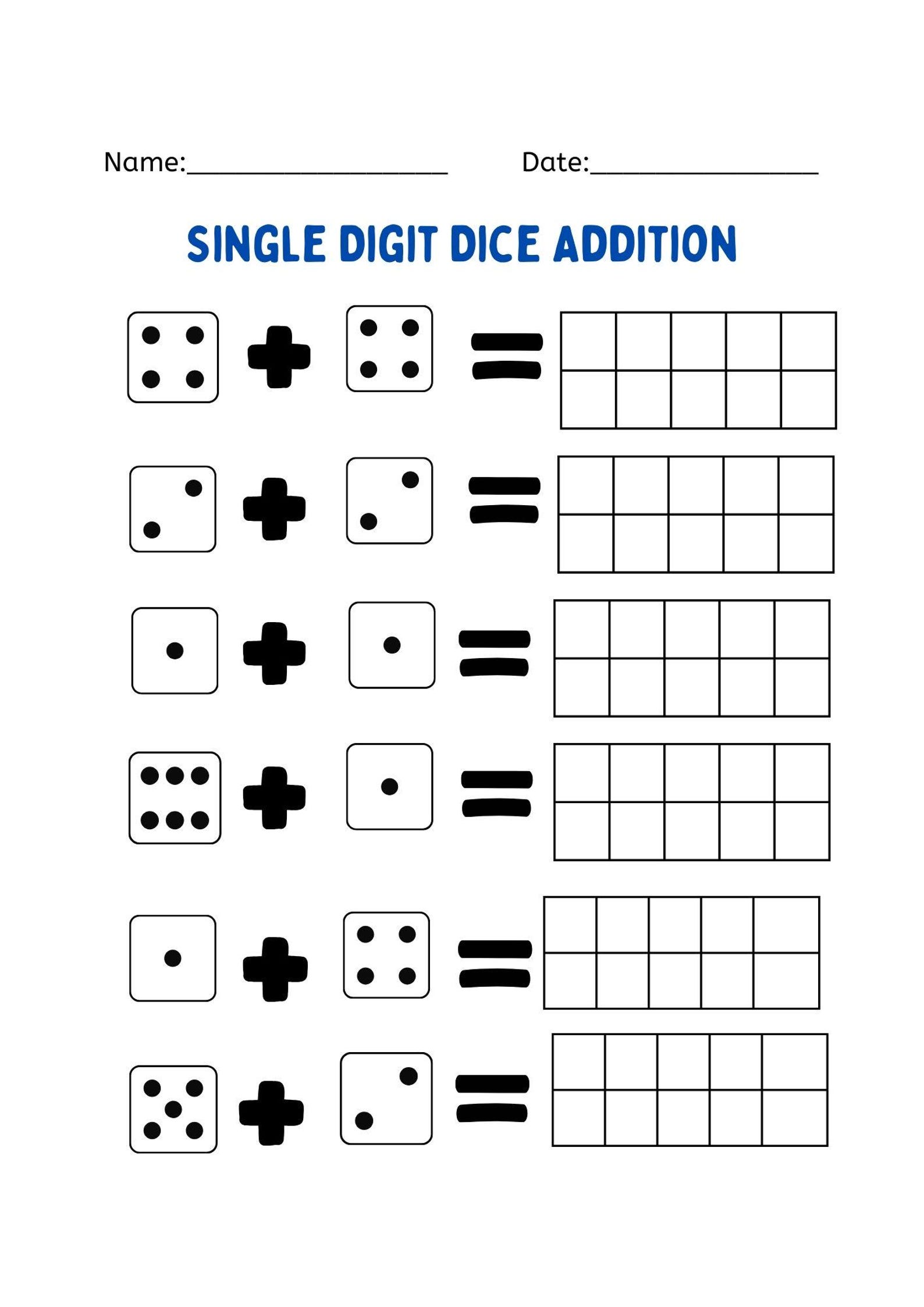 20 Printable Domino Addition Worksheets | 1st Grade & Kindergarten Math ...