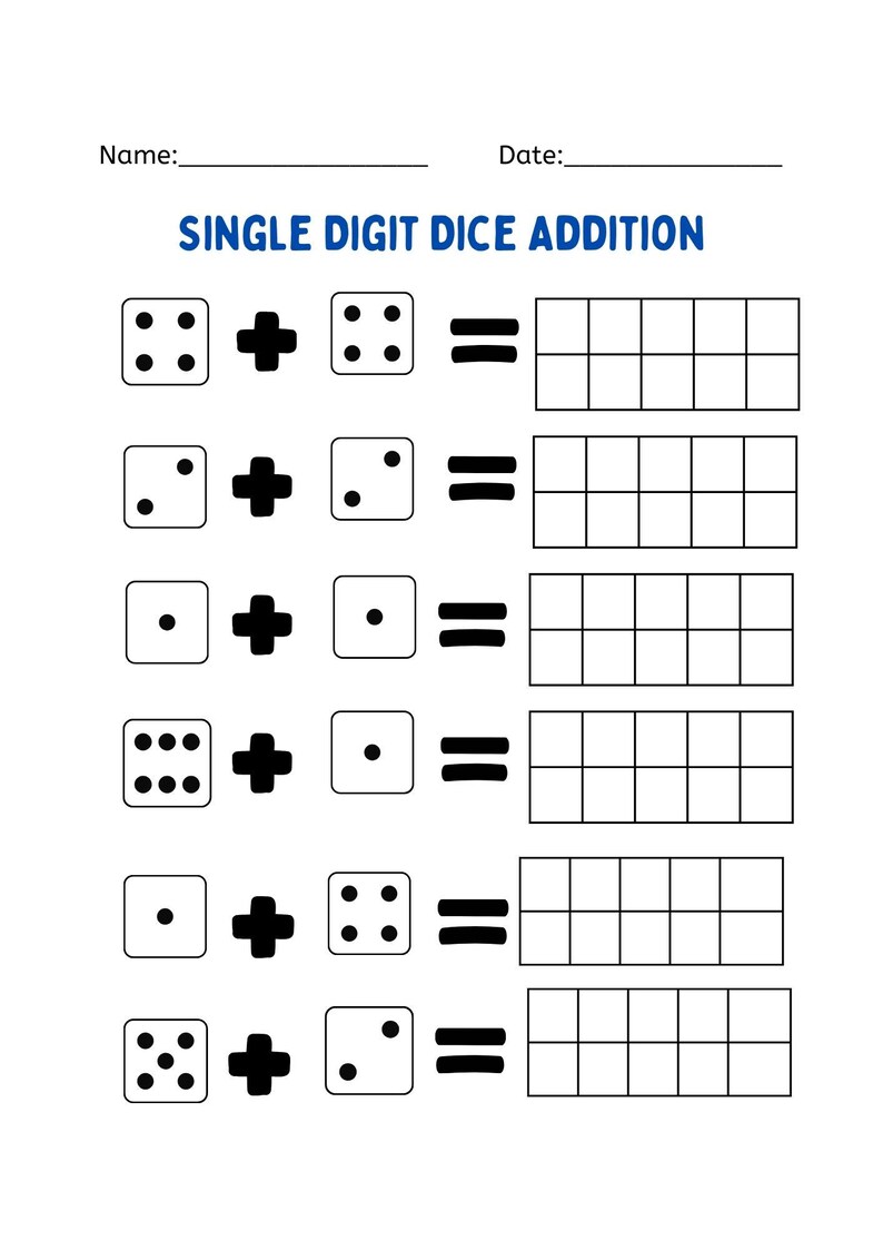 20 Printable Domino Addition Worksheets | 1st Grade & Kindergarten Math ...