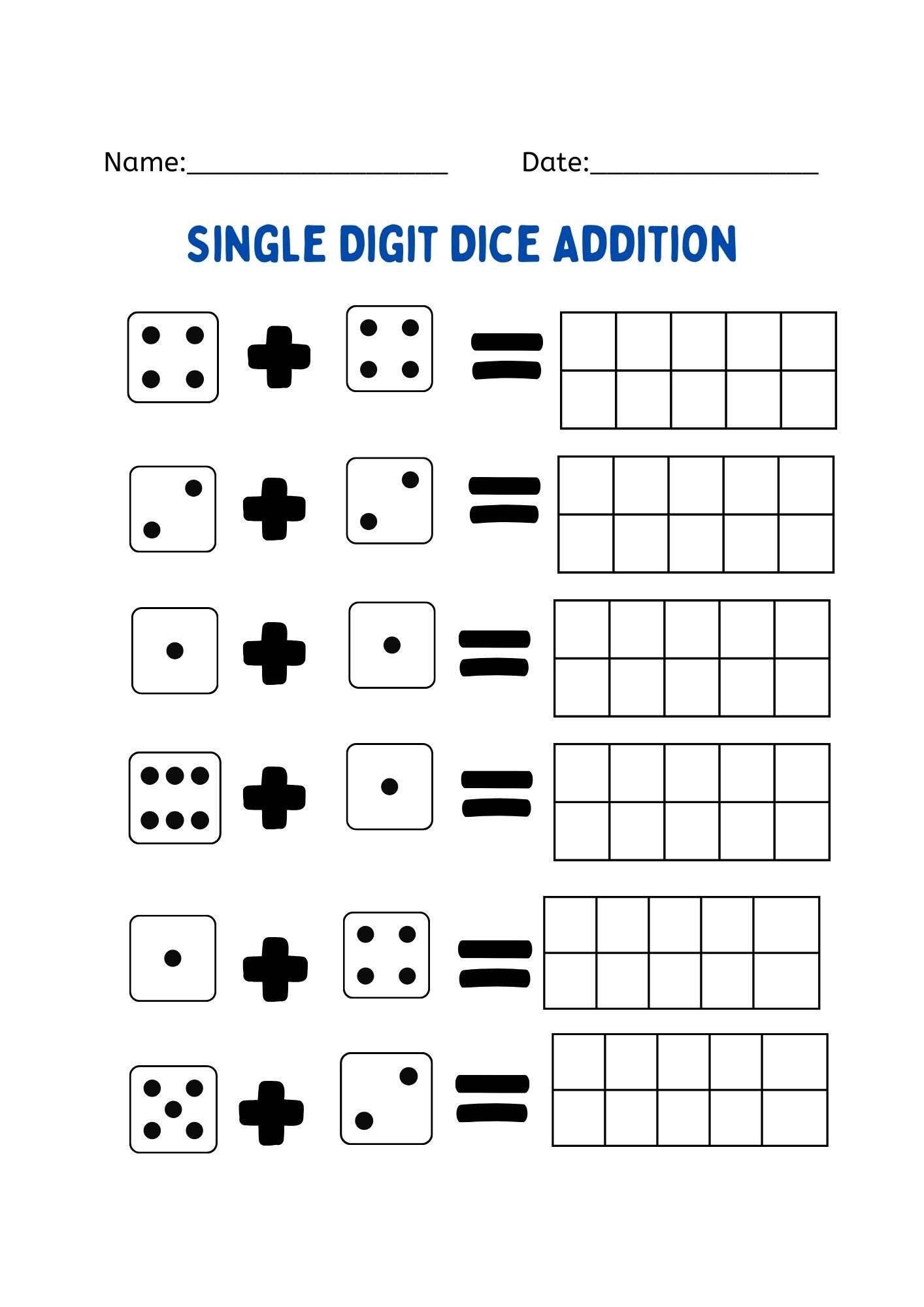 20 Printable Domino Addition Worksheets | 1st Grade & Kindergarten Math ...