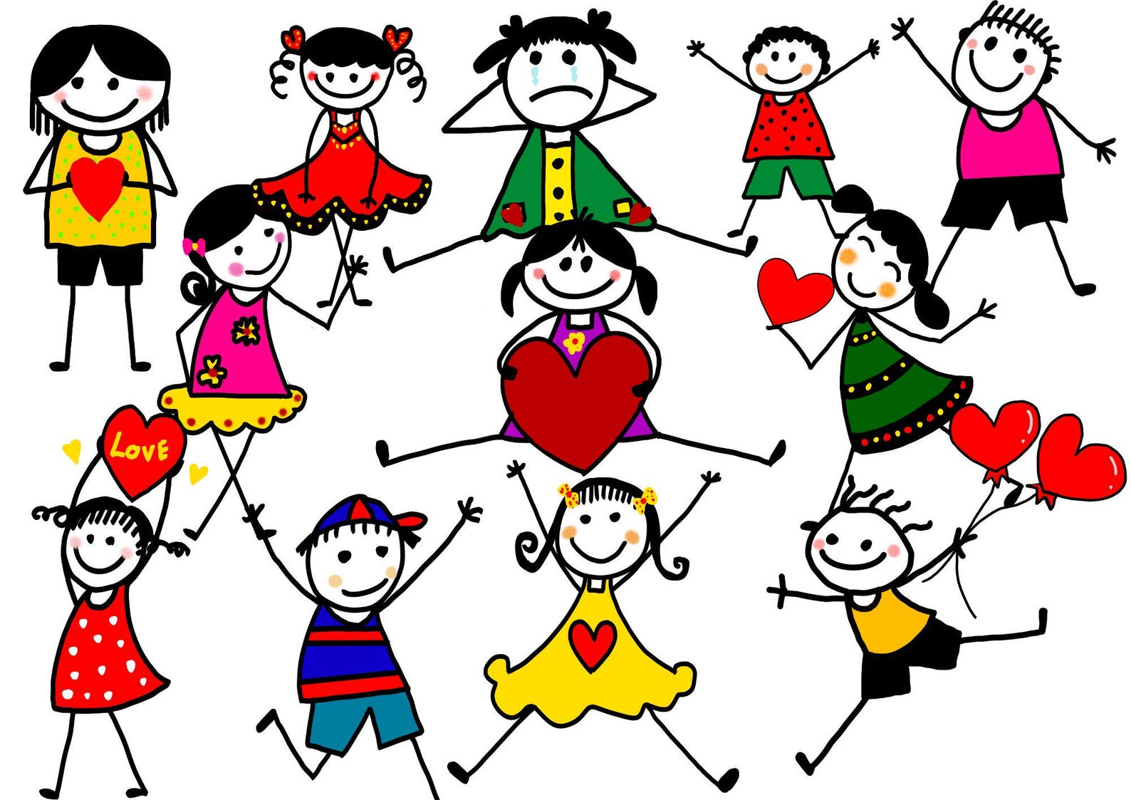 Doodle Boy and Girl Clipart,stick Figure Clipart,friend Clipart,outline ...