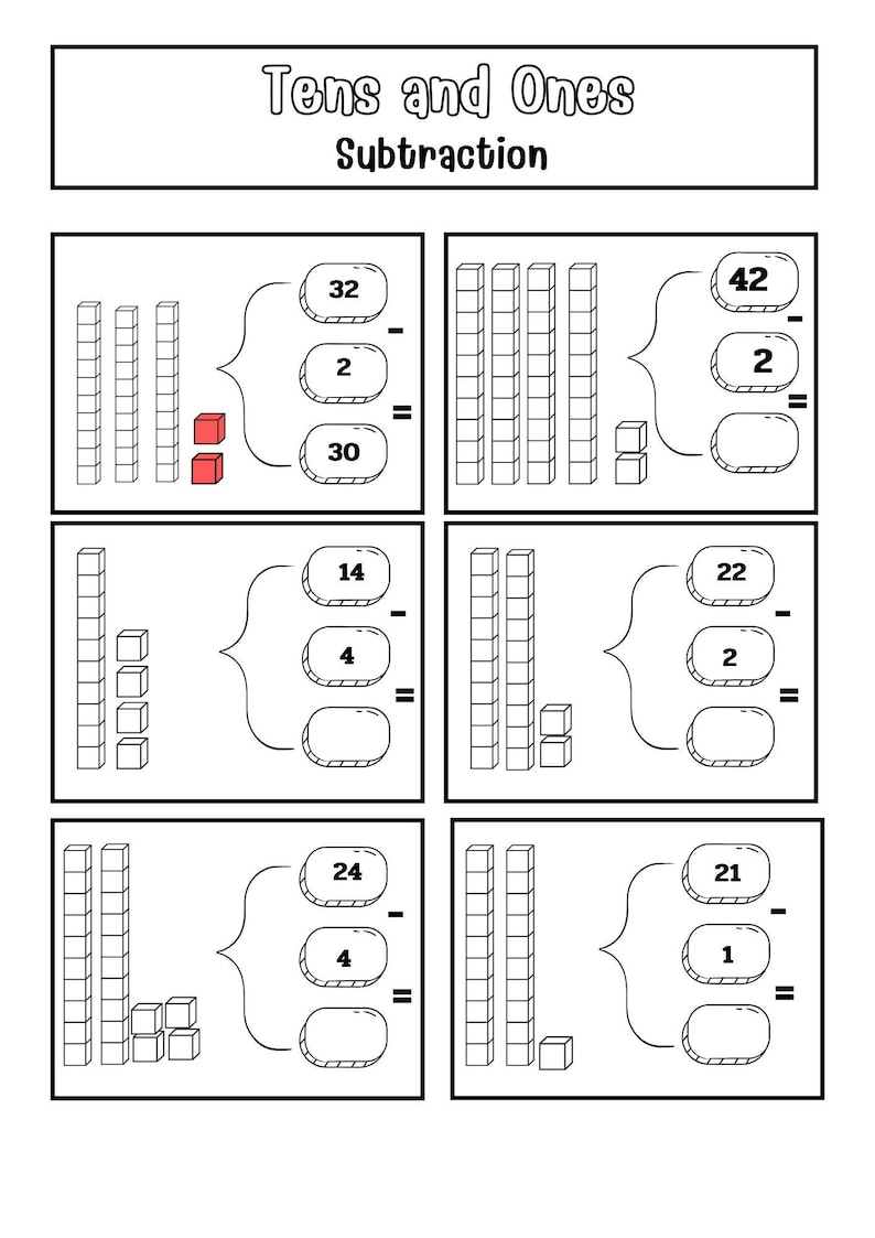 Place Value Math Worksheets: Tens and Ones, Base Ten (PDF Digital ...