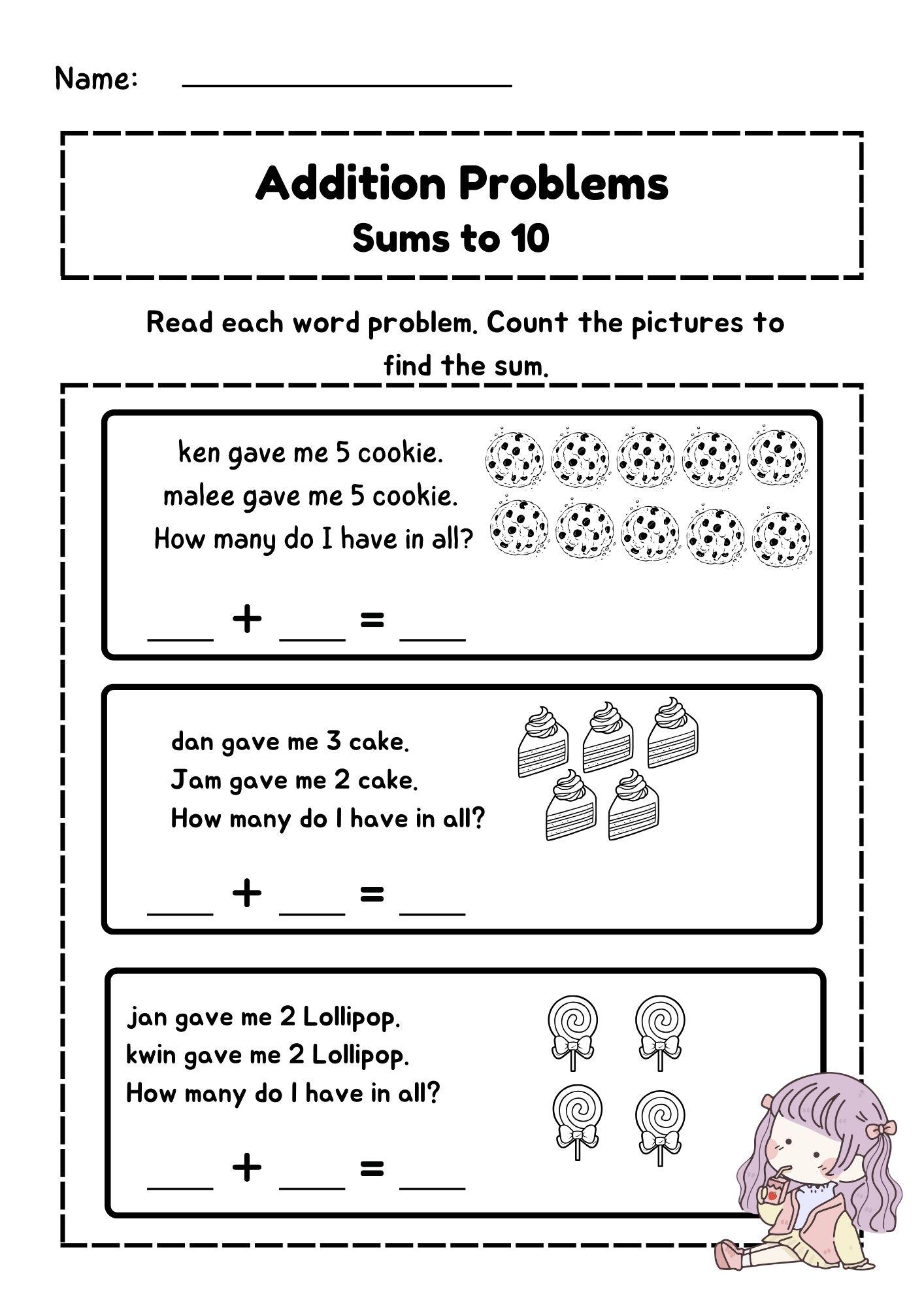 1st Grade Word Problems, Math Word Equations 2nd Grade,math Worksheet ...