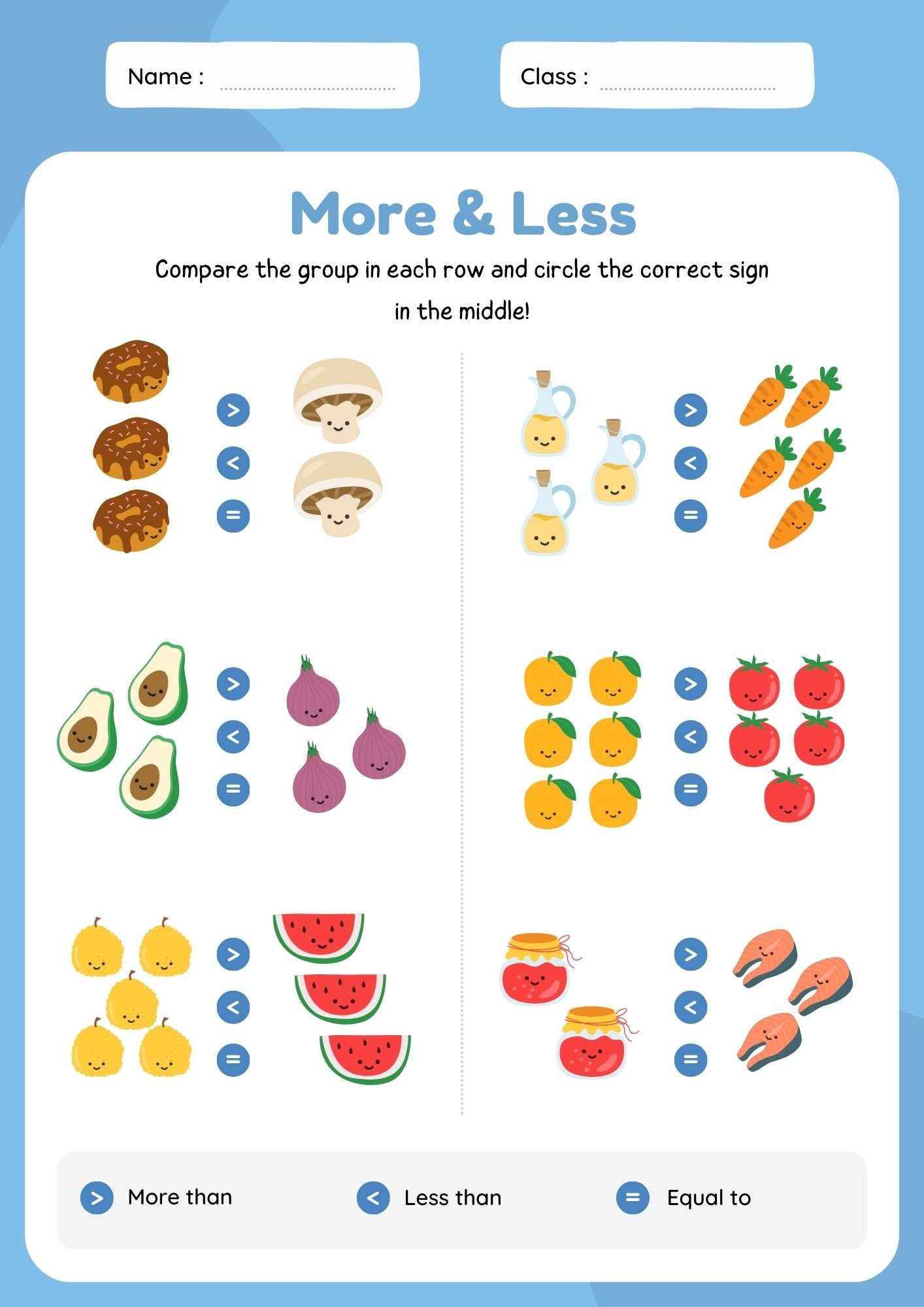 20 Printable Greater Than Less Than Equal to Worksheets. Preschool-3rd ...