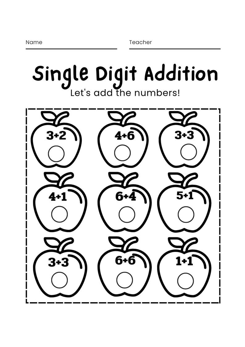 40 Printable Addition & Subtraction Worksheets: Kindergarten Homeschool ...