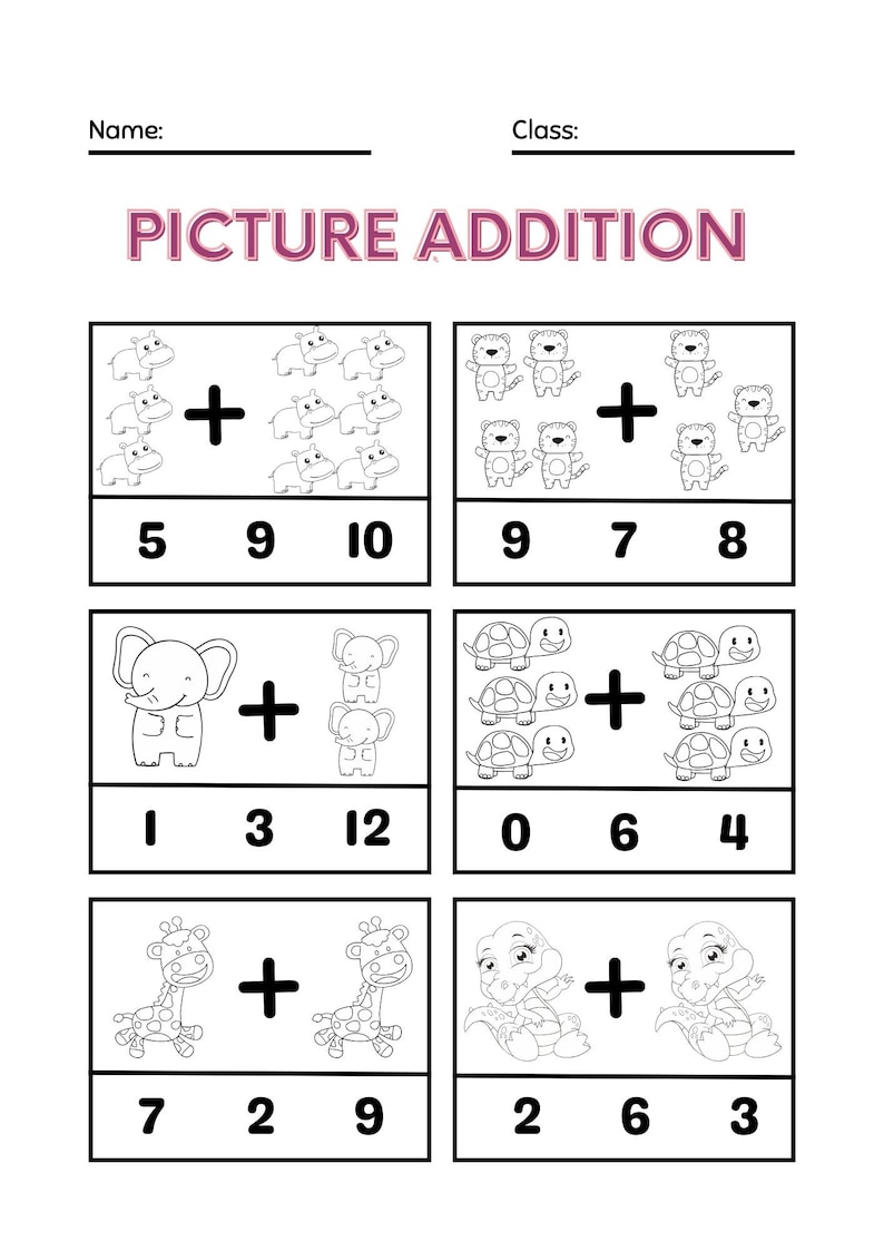 20 Printable Kindergarten Addition Worksheets, Picture Addition and ...