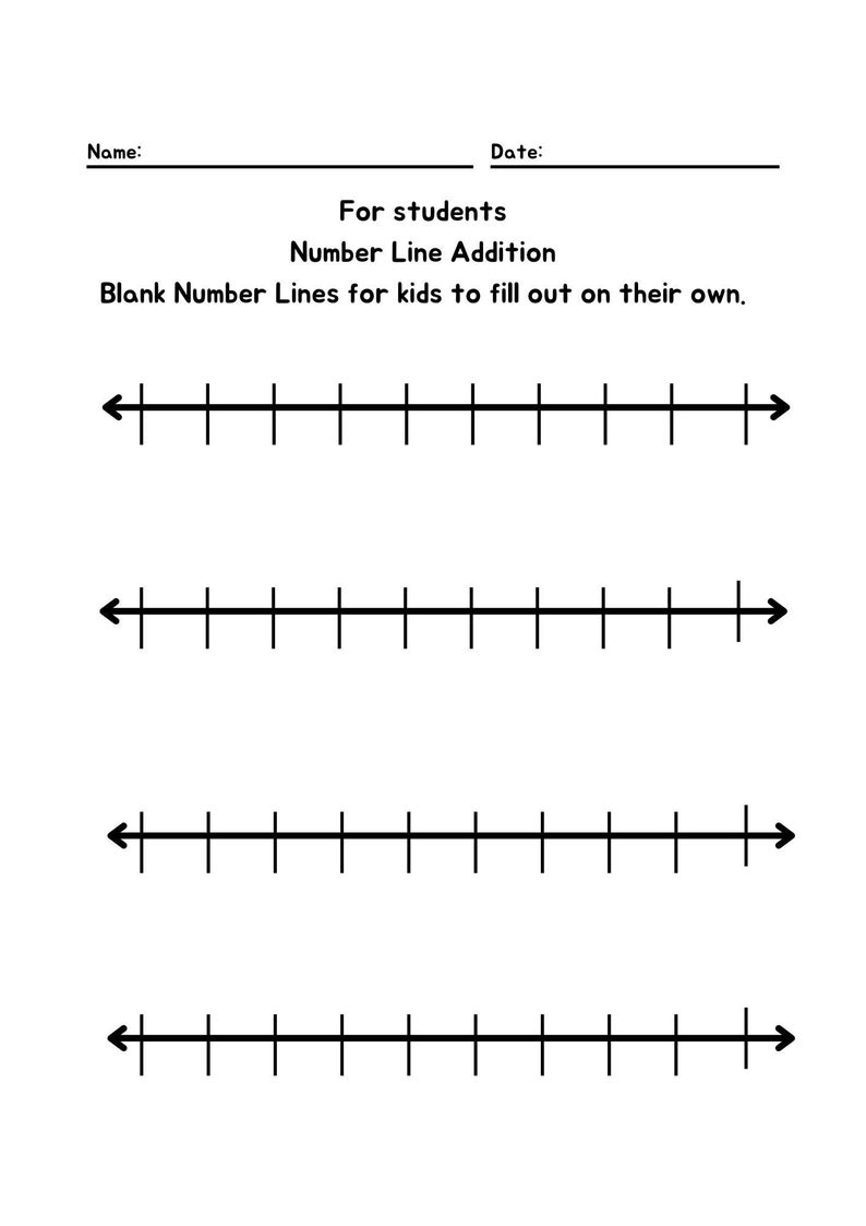 Number Line Addition & Subtraction Worksheets: Math 1-10 (printable) - Etsy
