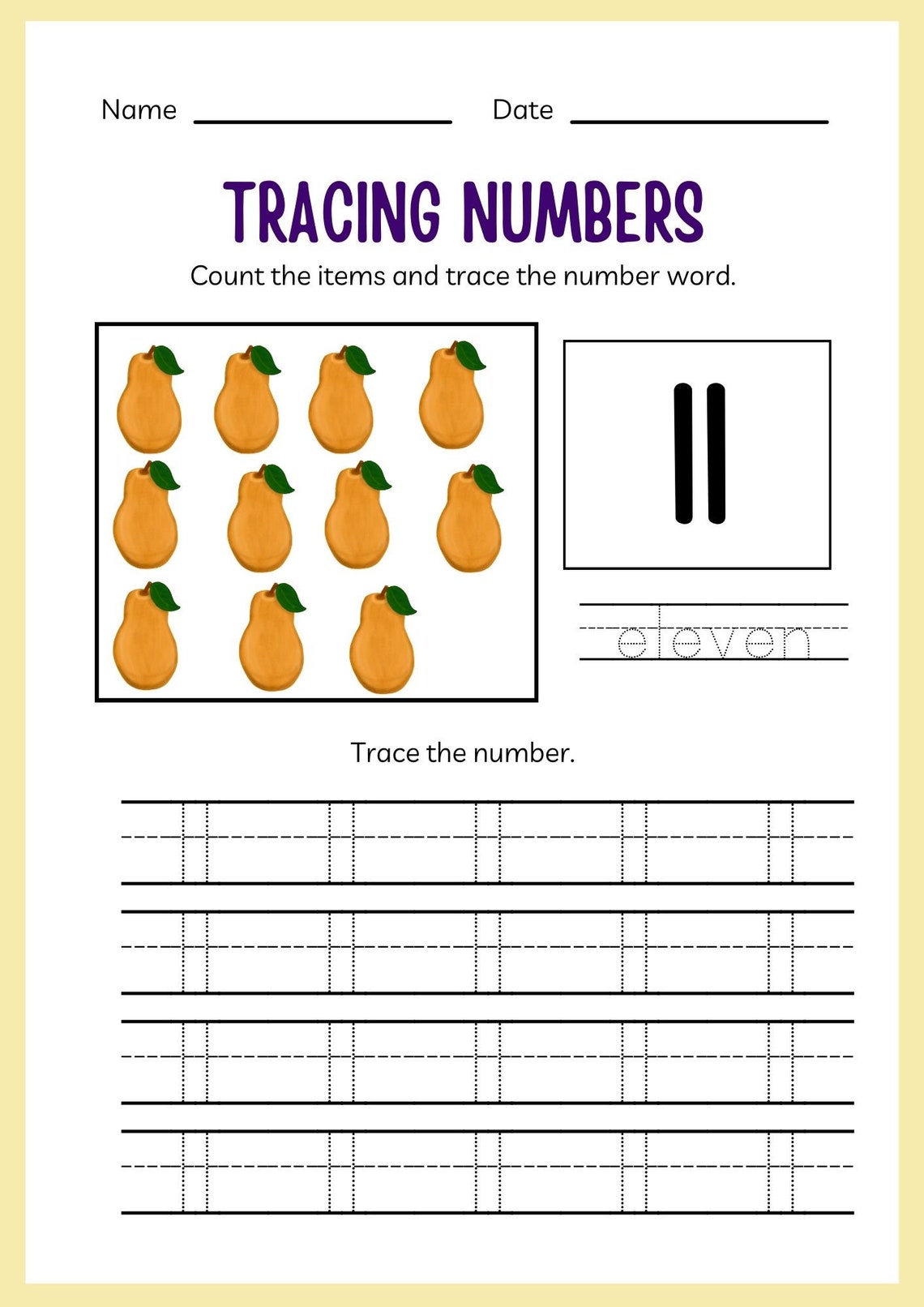 Printable Numbers 1-20 Tracing Worksheets for Preschool Kindergarten ...