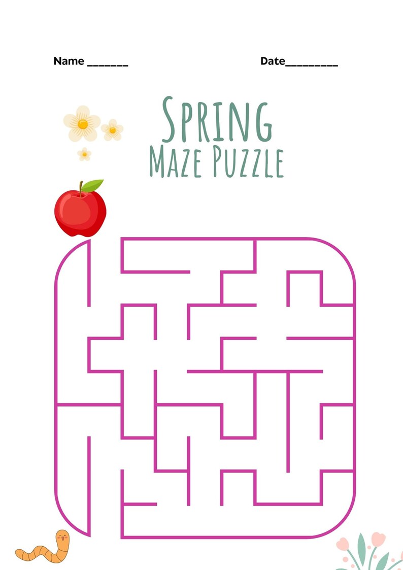 24 Printable Spring Maze Puzzle Worksheets for Kindergarten ...