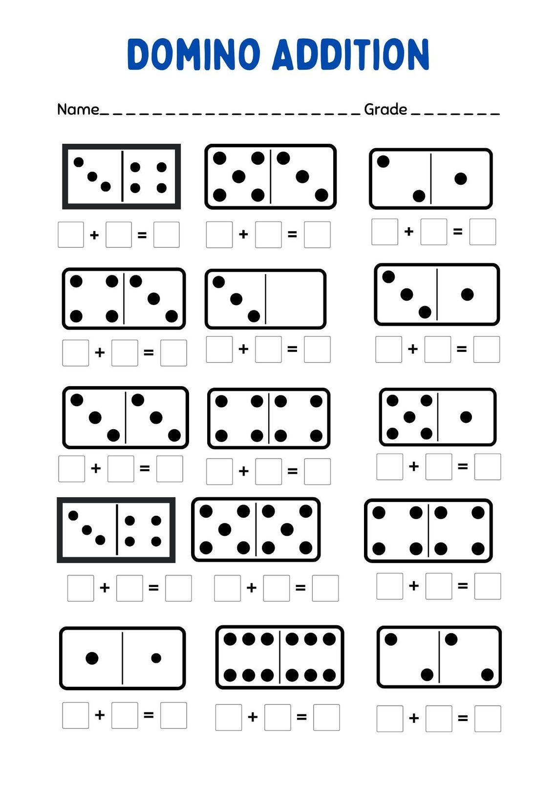 20 Printable Domino Addition Worksheets | 1st Grade & Kindergarten Math ...
