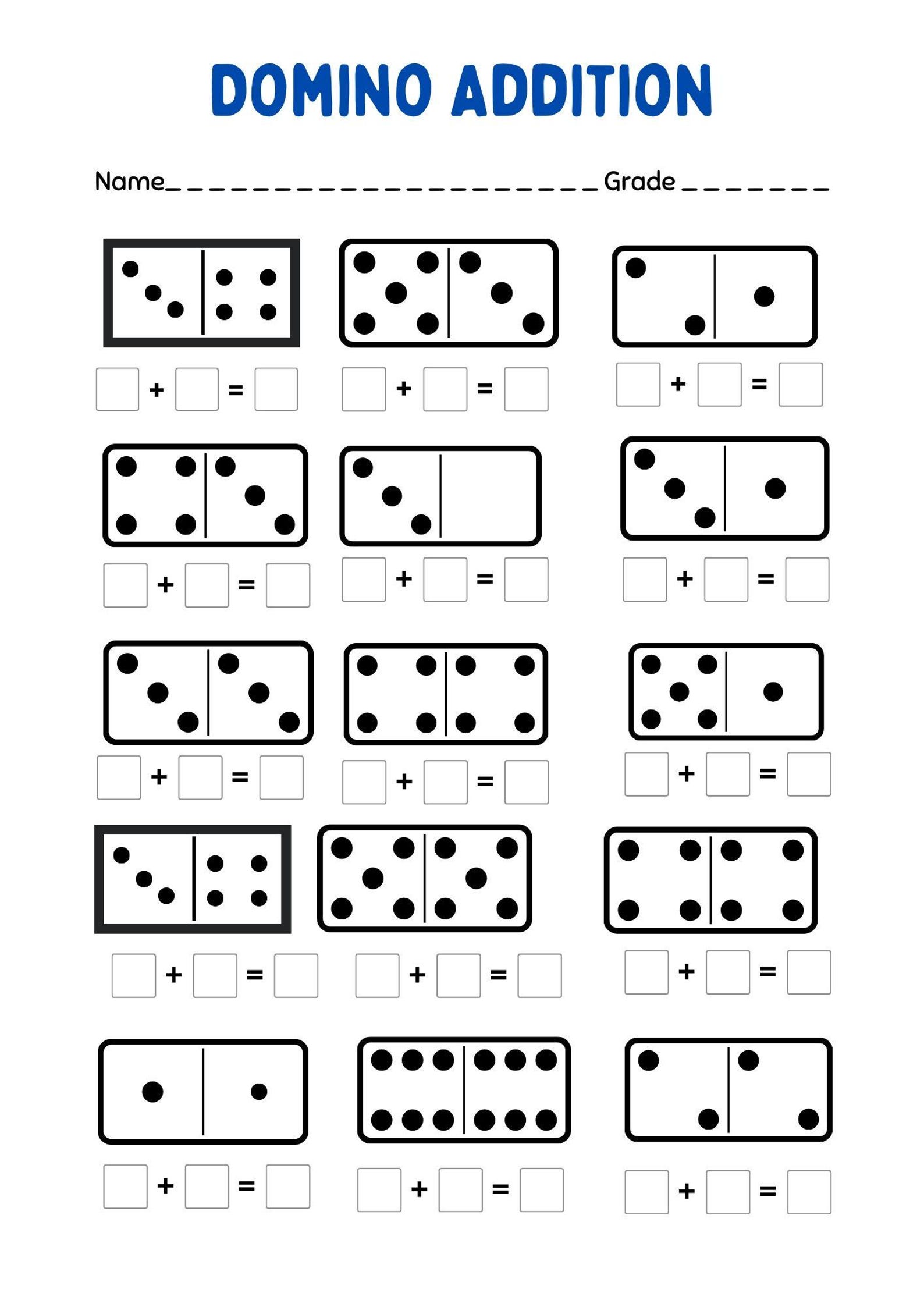 20 Printable Domino Addition Worksheets | 1st Grade & Kindergarten Math ...