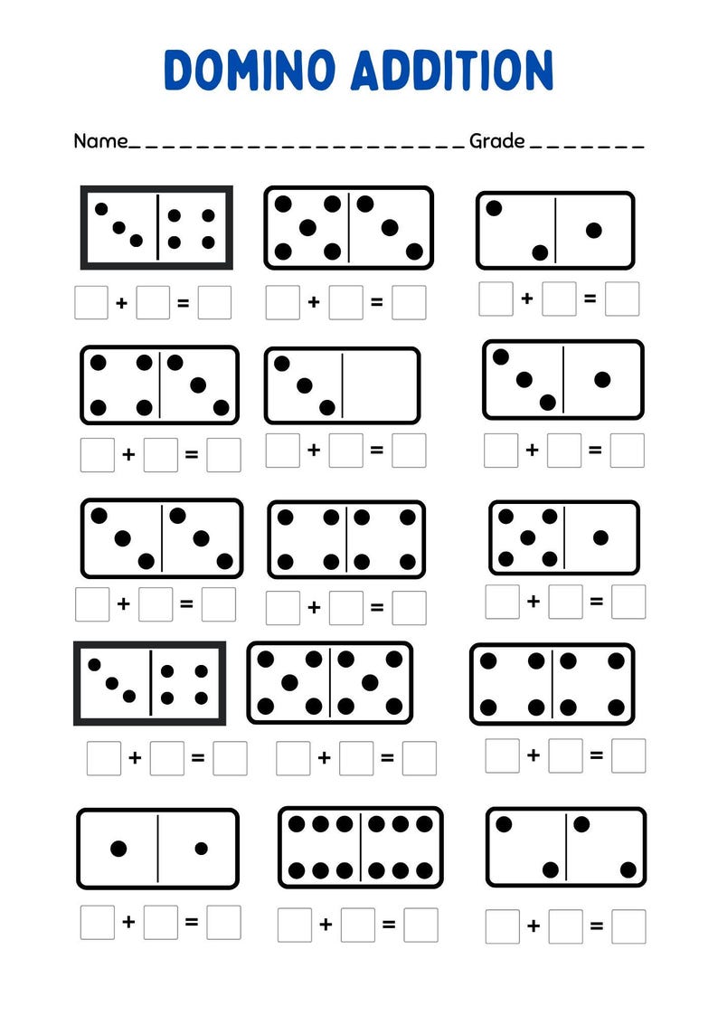 20 Printable Domino Addition Worksheets | 1st Grade & Kindergarten Math ...