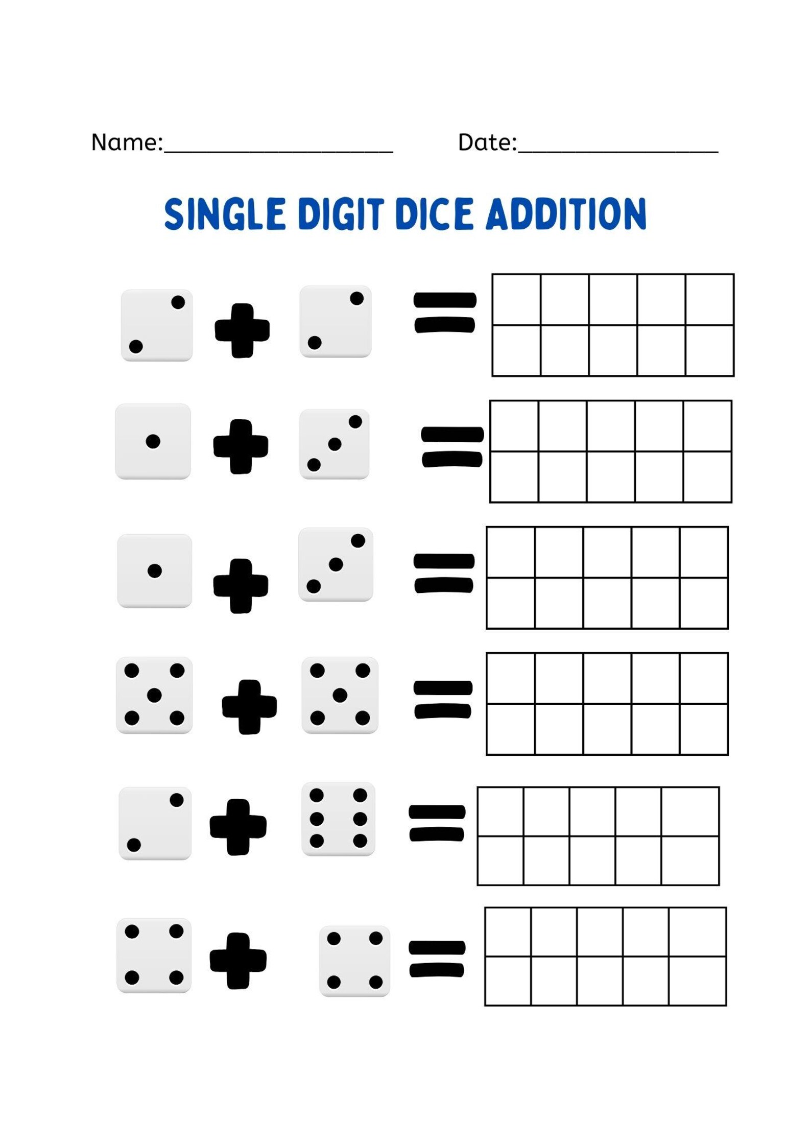 20 Printable Domino Addition Worksheets | 1st Grade & Kindergarten Math ...