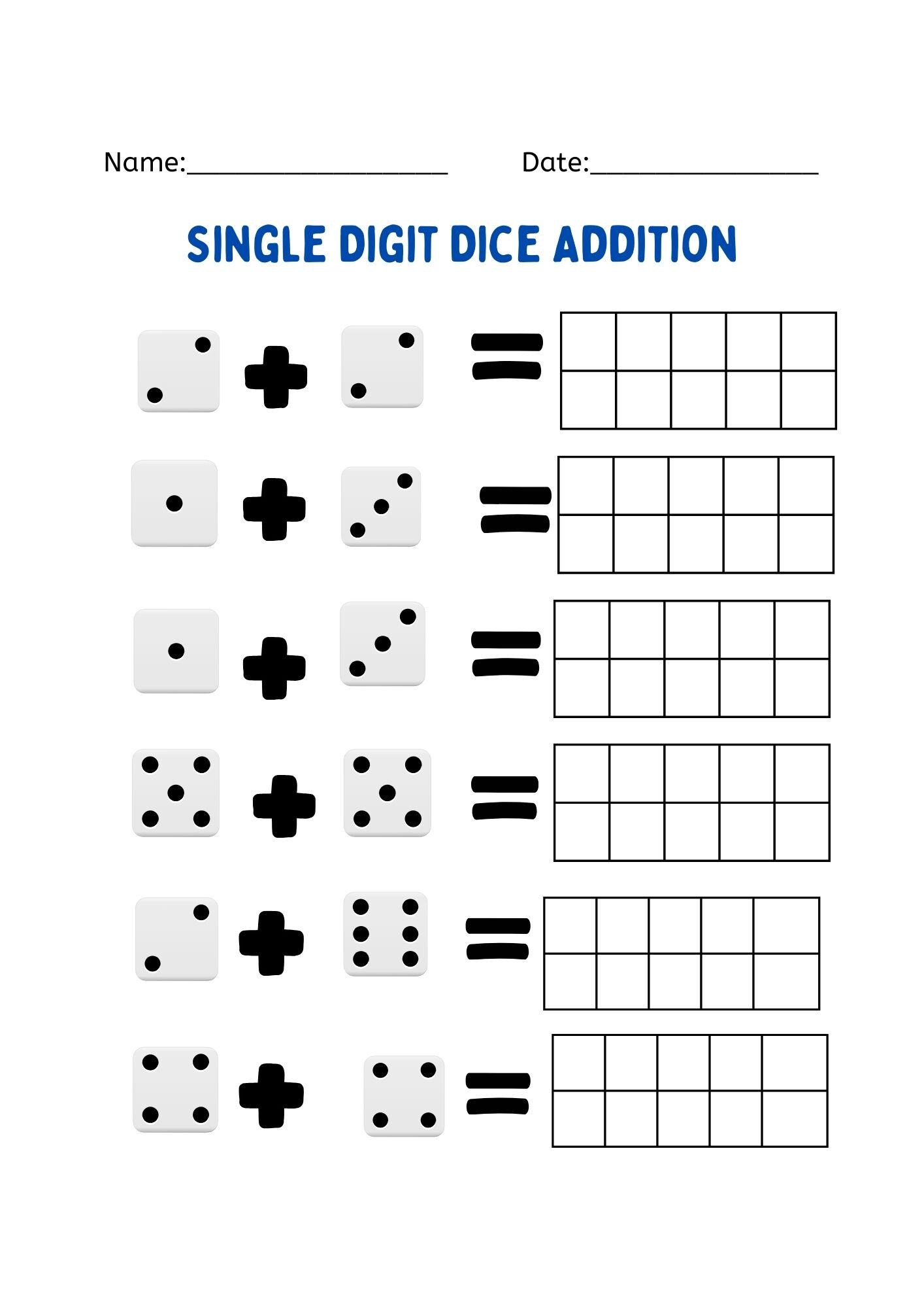 20 Printable Domino Addition Worksheets | 1st Grade & Kindergarten Math ...