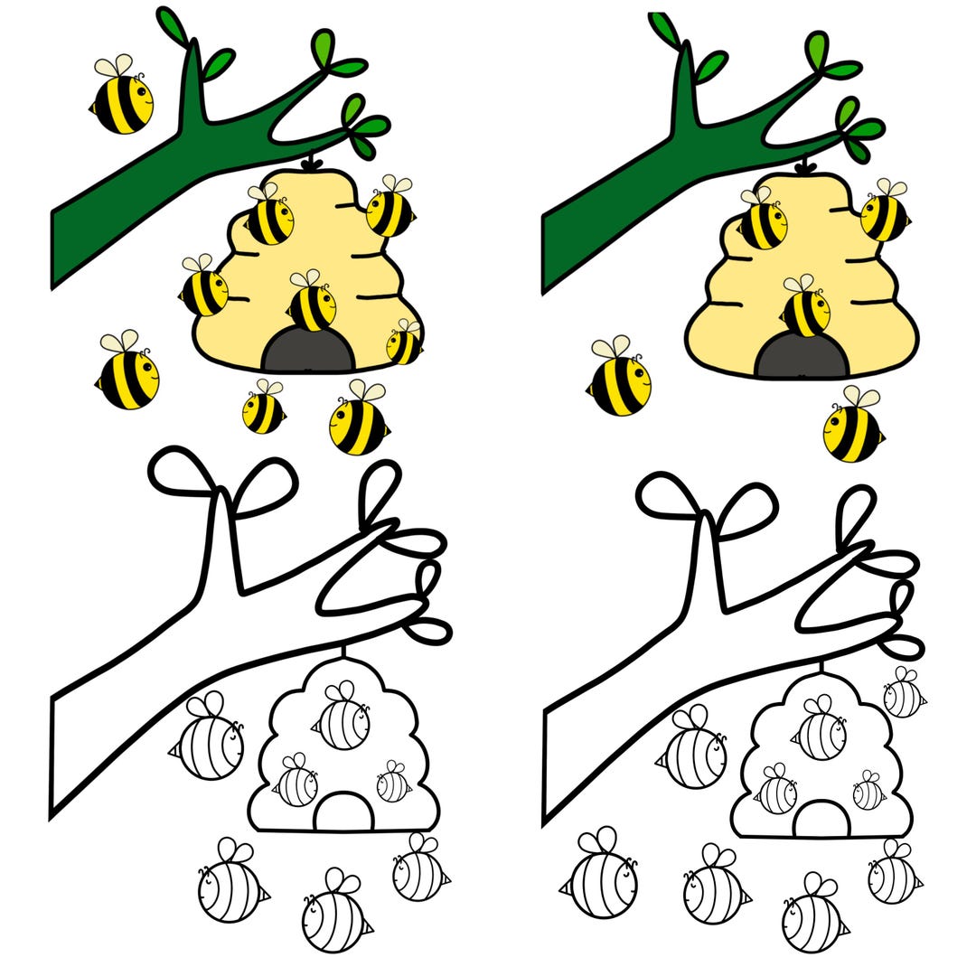 Spring Matching Numbers 1 to 10 Math Clip Art Bundle Counting Bees - Etsy
