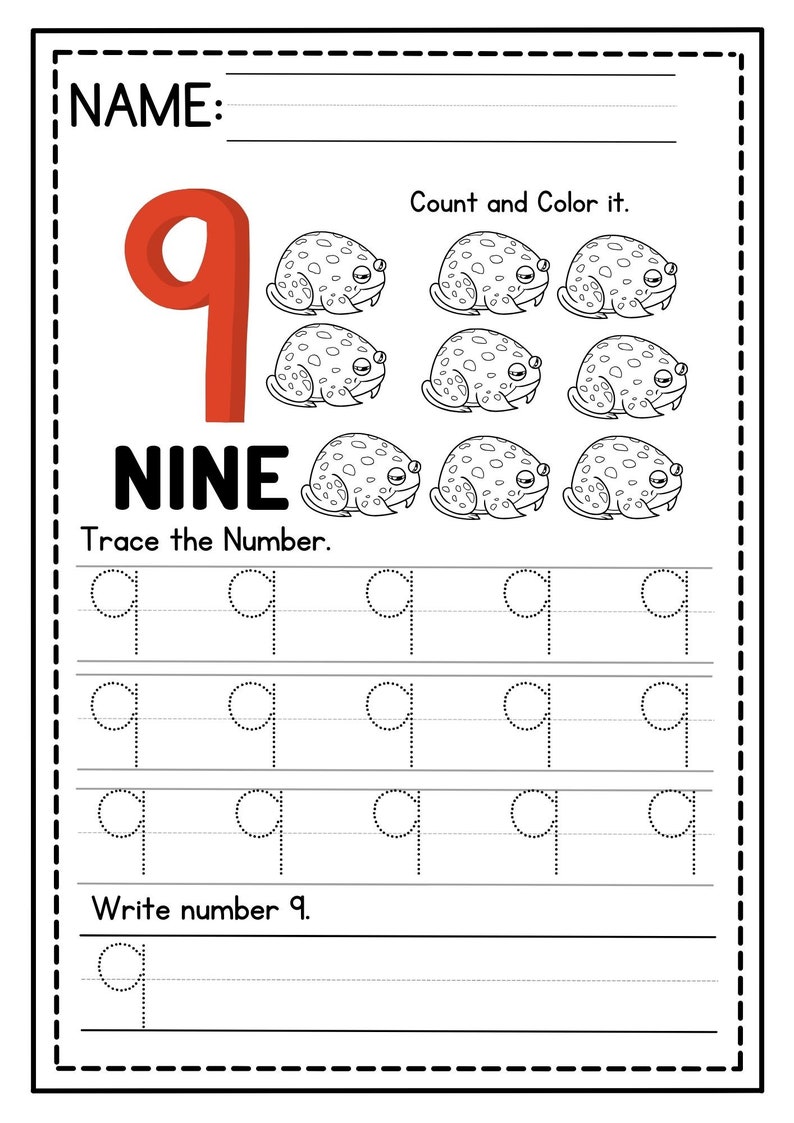 Number Tracing,color, Count, & Trace Number Pages, Numbers 1-10 ...