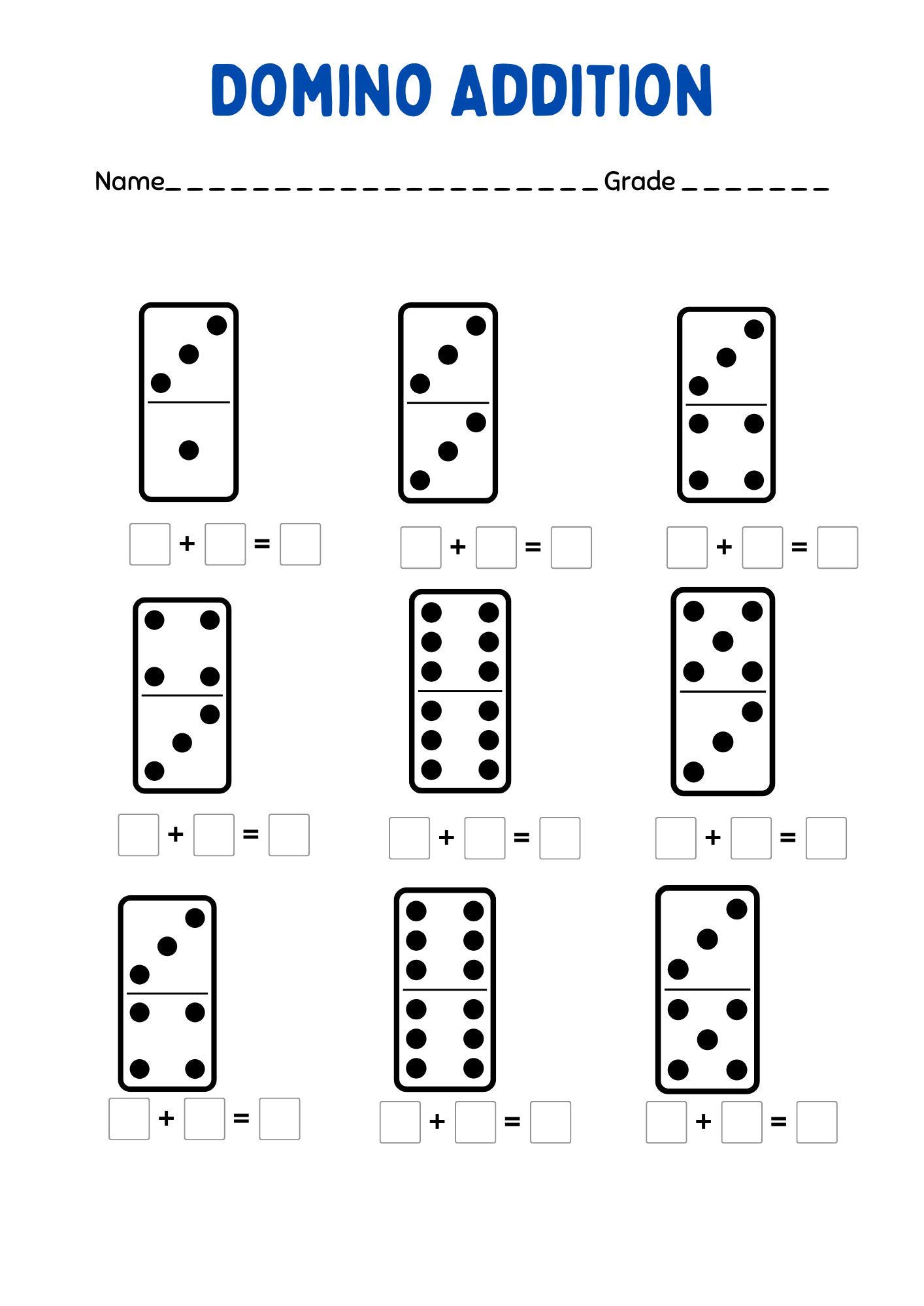 Domino Addition Worksheets Domino Math: Printable Dominoes And
