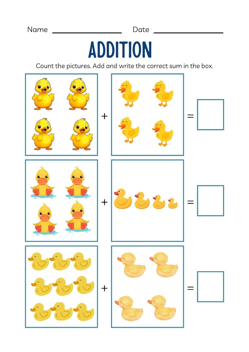40 Printable Kindergarten Addition Worksheets, Picture Addition and ...