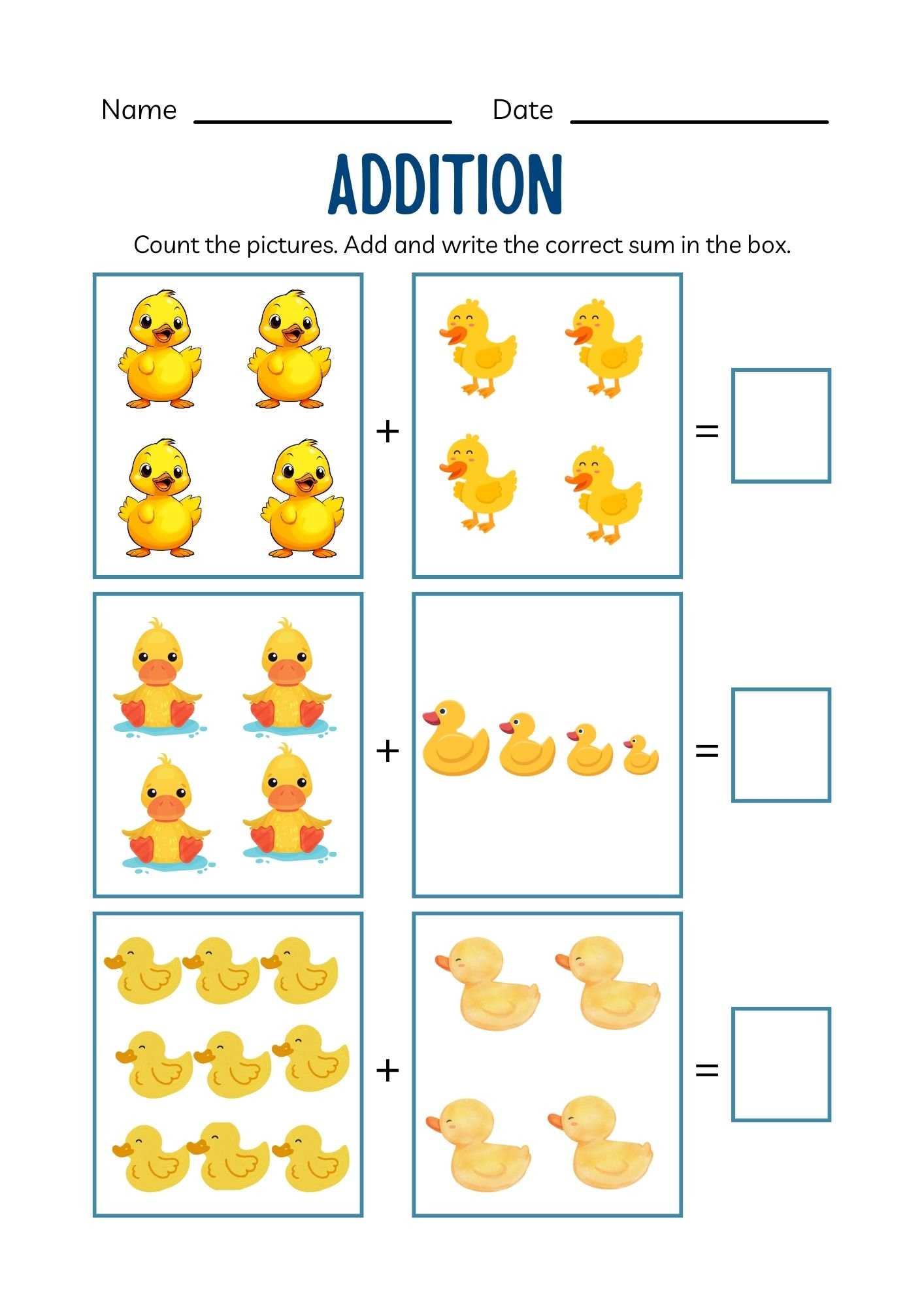 Kindergarten Addition & Subtraction Worksheets: Picture Math (40 ...