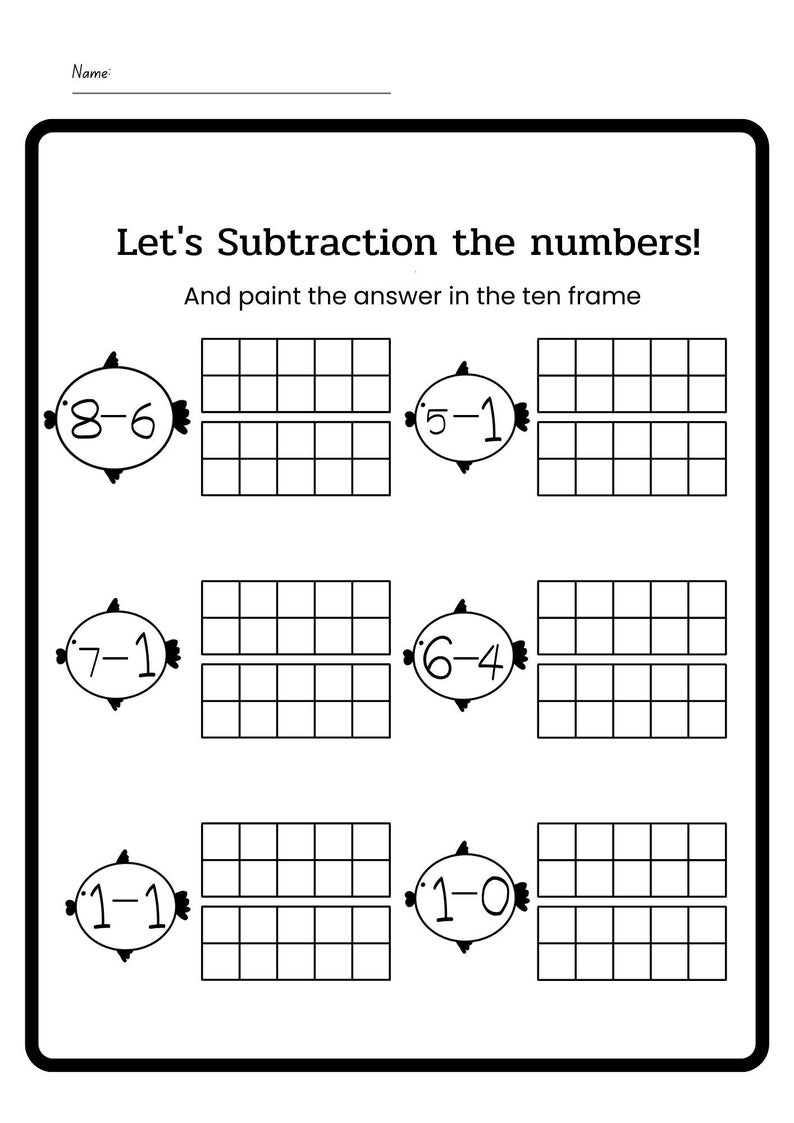 Ten Frame Addition Worksheets: Kindergarten Math (PDF) - Etsy