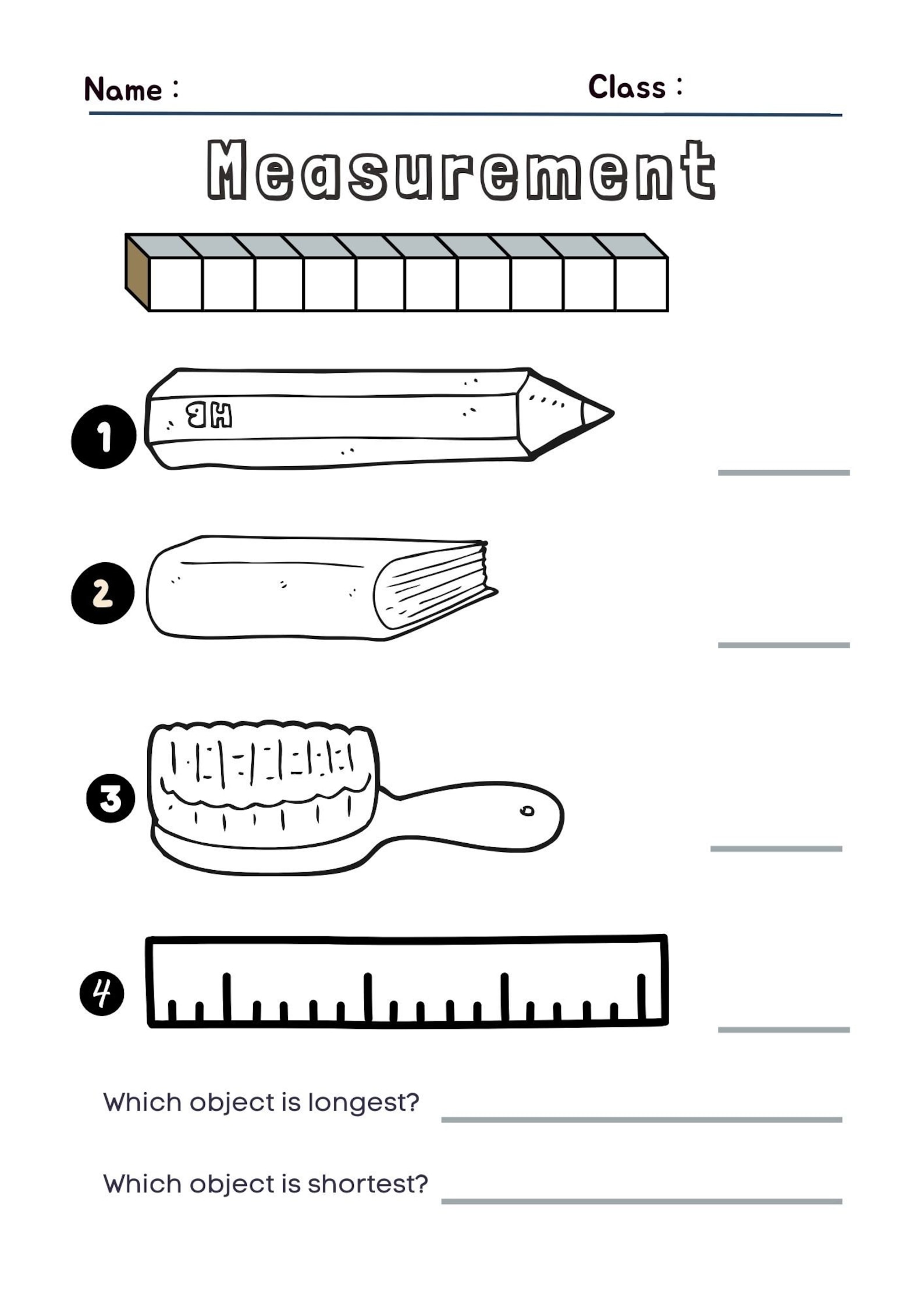 14 Printable Measuring With a Ruler Worksheets. - Etsy