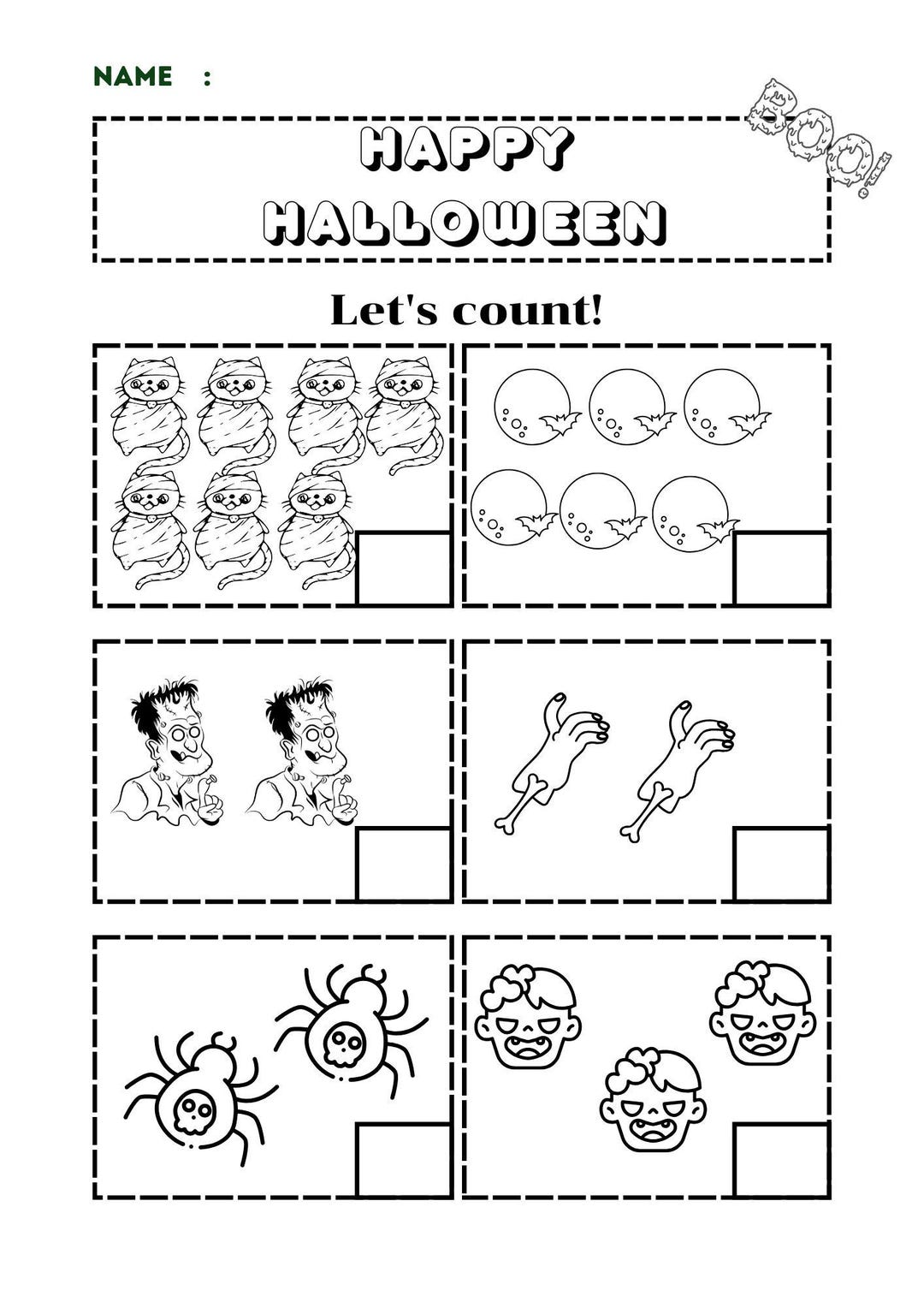 Count Halloween Number 1-10 Cut and Paste Match to 10 Printables ...