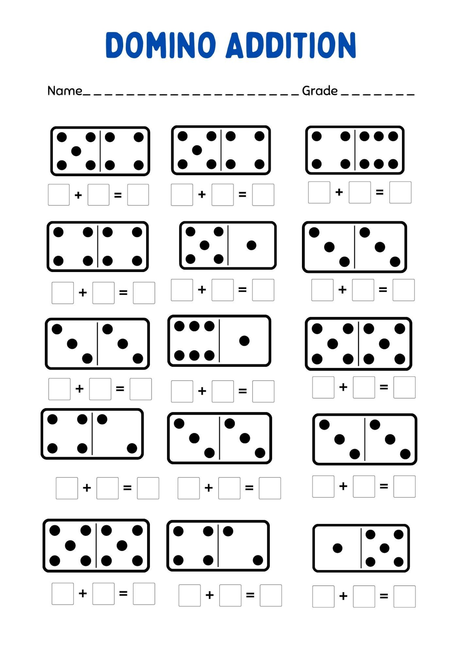 20 Printable Domino Addition Worksheets | 1st Grade & Kindergarten Math ...