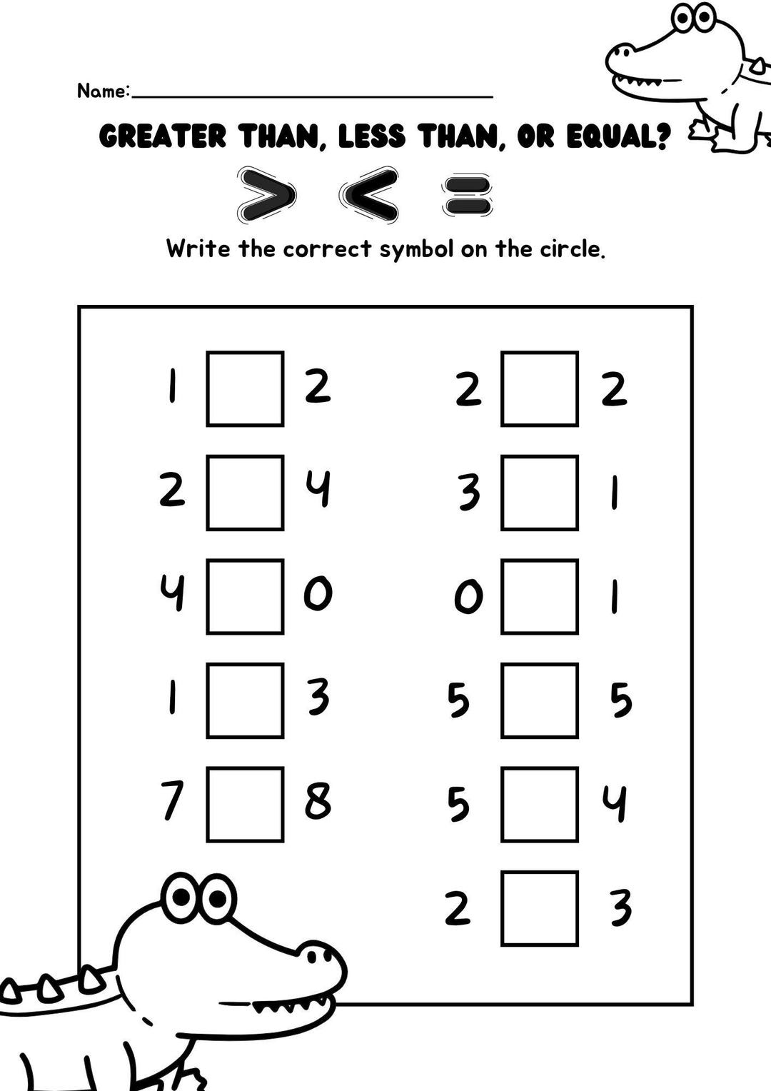 30 Printable Greater Than Less Than Equal to Worksheets. Preschool-3rd Grade Math. - Etsy UK