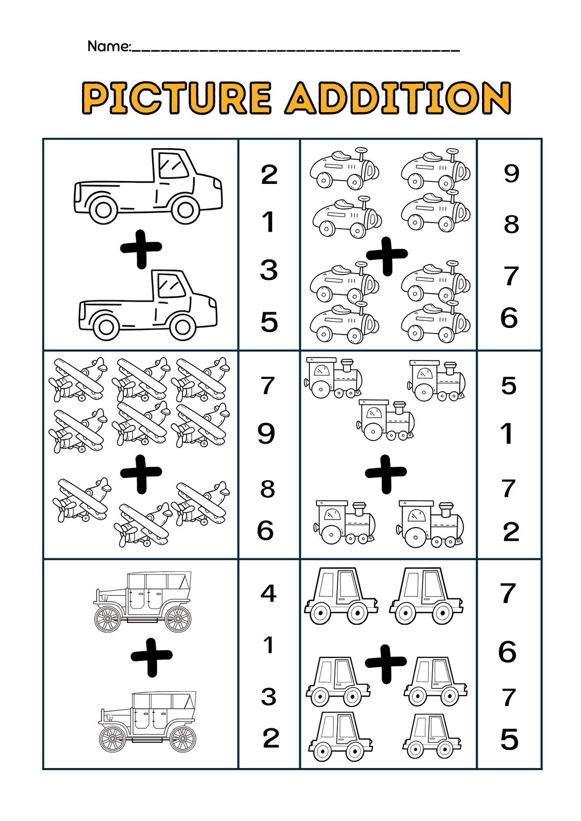 20 Picture Addition & Subtraction Worksheets: Preschool Homeschool ...