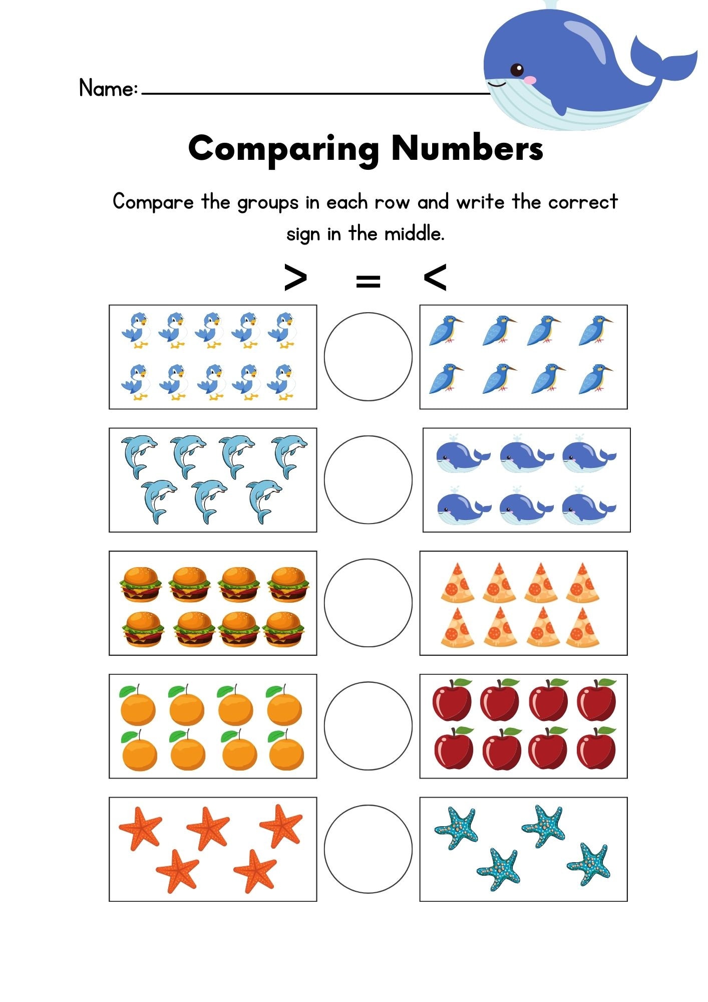 20 Printable Greater Than Less Than Equal to Worksheets. Preschool-3rd ...