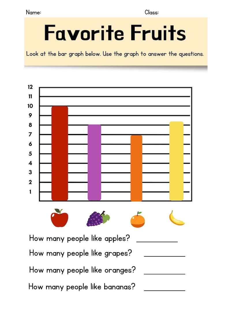 Bar Graphs & Picture Graphs: 2nd Grade Worksheets - Etsy