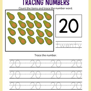 Printable Numbers 1-20 Tracing Worksheets for Preschool Kindergarten ...