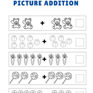 20 Printable Kindergarten Addition Worksheets, Picture Addition and ...