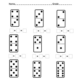 20 Printable Domino Addition Worksheets 1st Grade & Kindergarten Math ...