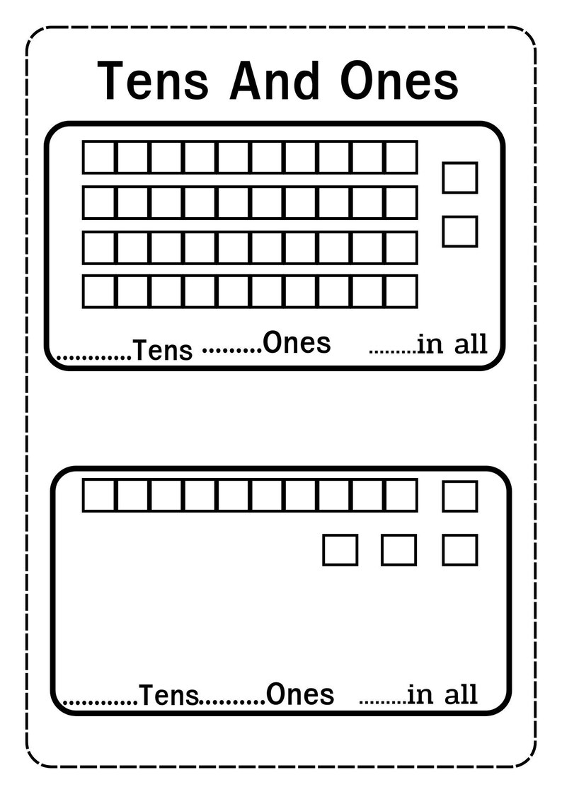 Place Value Tens and Ones Math| Printable Worksheets for Kids - Etsy