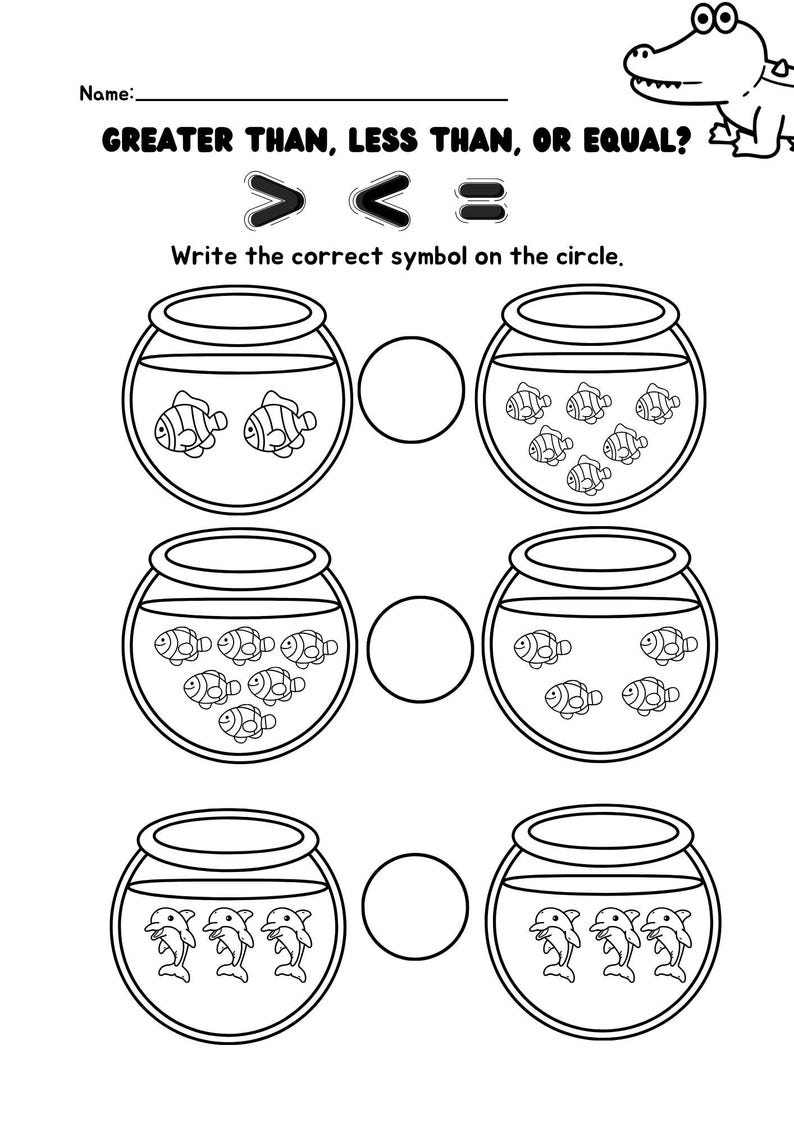 30 Printable Greater Than Less Than Equal to Worksheets. Preschool-3rd ...