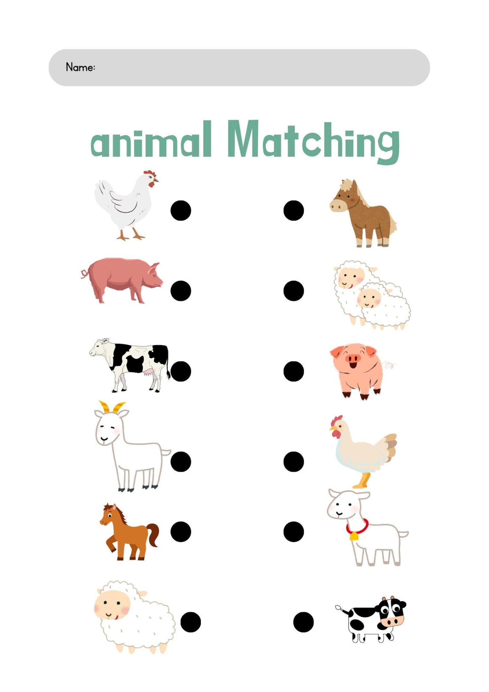 40 Preschool Matching Worksheets: Line Tracing Practice Printable - Etsy