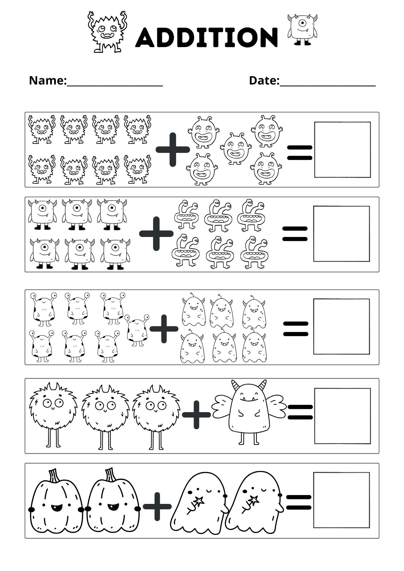 Picture Addition and Subtraction Worksheets: Kindergarten Homeschool ...