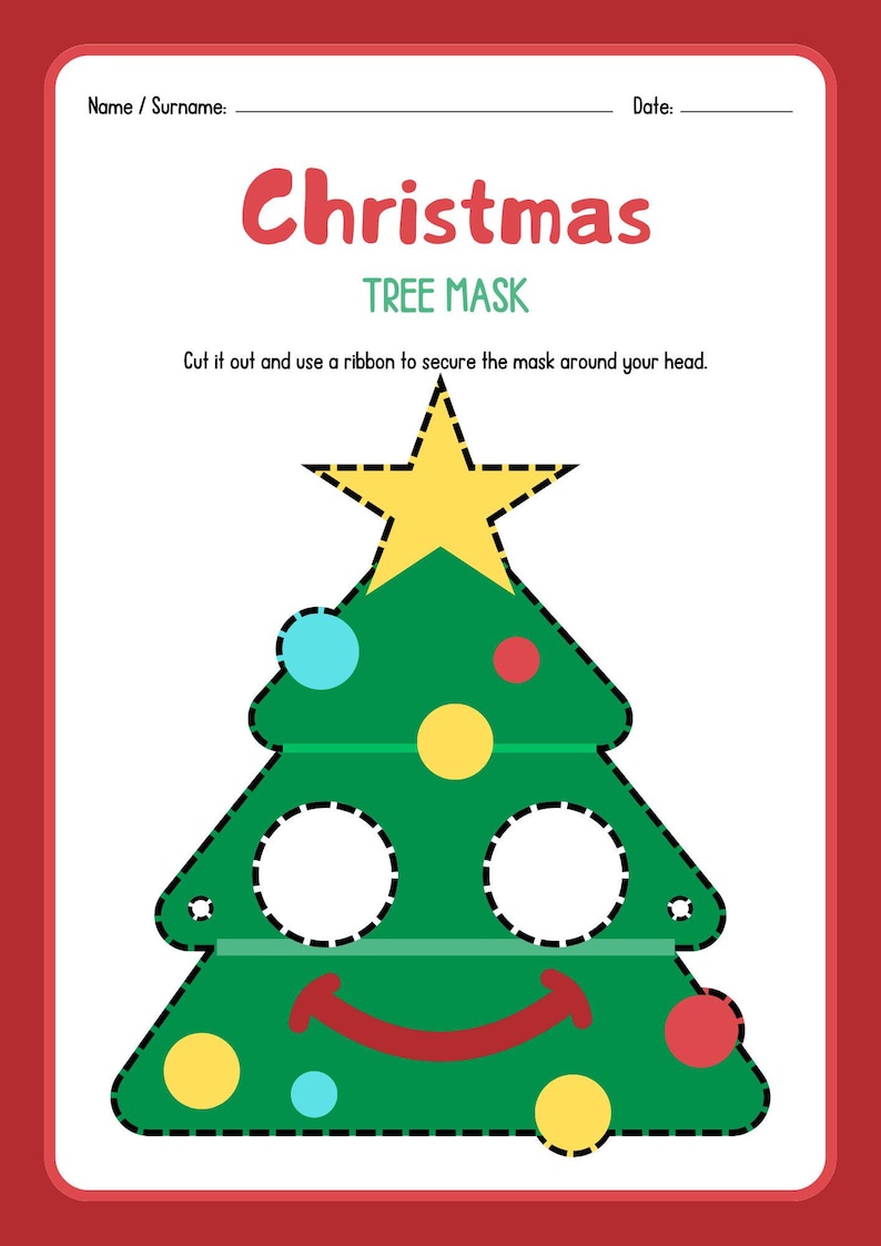 14 Printable Christmas Masks, Printable Christmas Costume, Christmas ...
