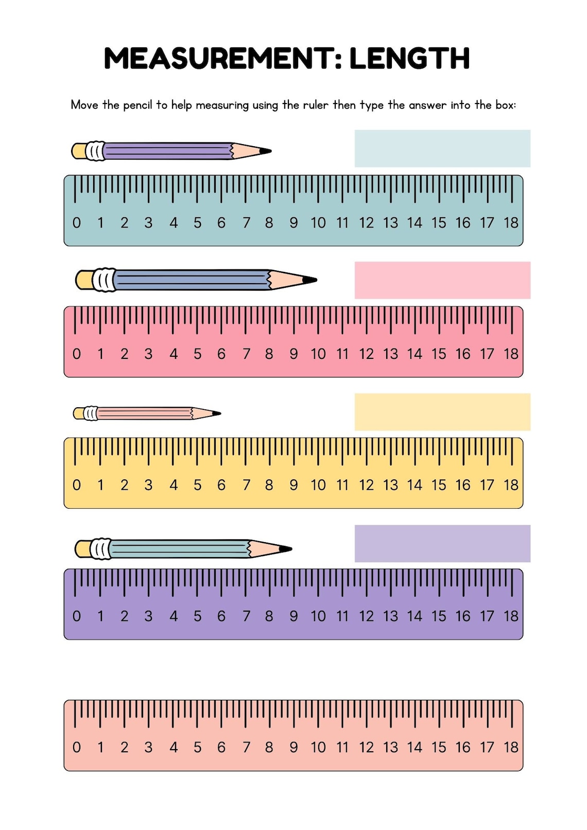 16 Printable Measuring With a Ruler Worksheets. Preschool-1st Grade ...