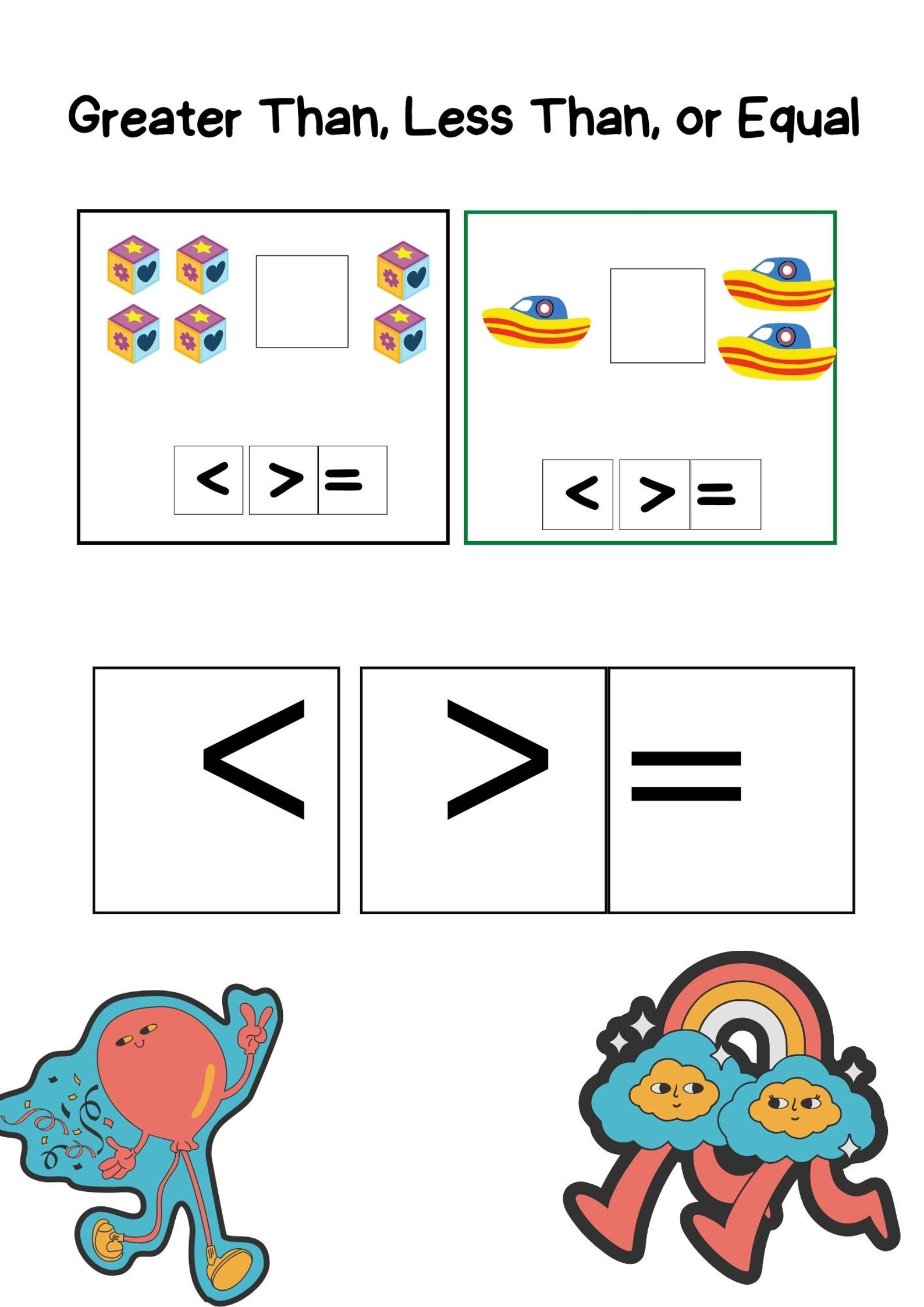 10 Printable Greater Than Less Than Equal to Worksheets. Preschool-3rd ...