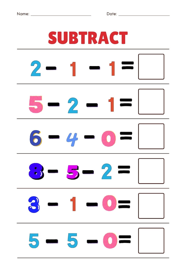 Kindergarten Addition and Subtraction Worksheets: Picture Math (20 ...