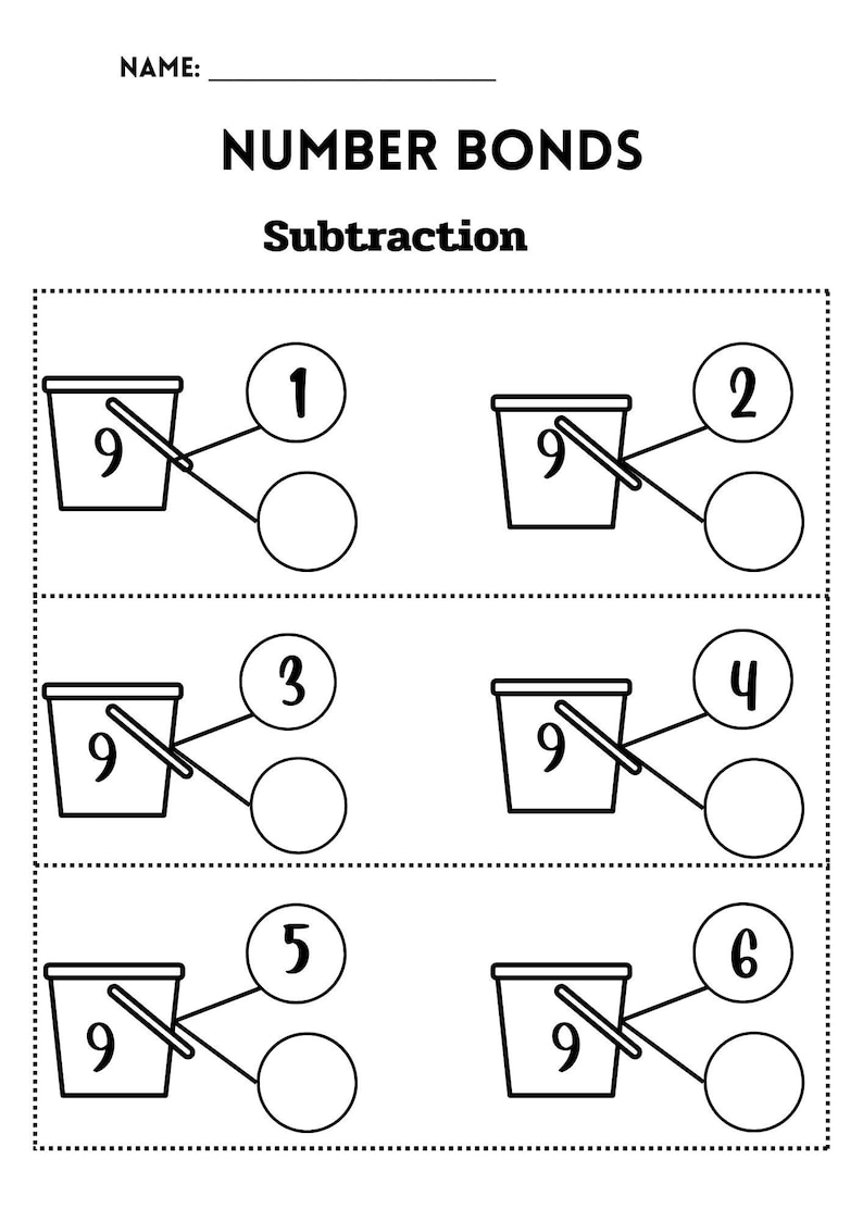 Printable Number Bonds Math Worksheets, Numbers 1 to 20, Kindergarten ...