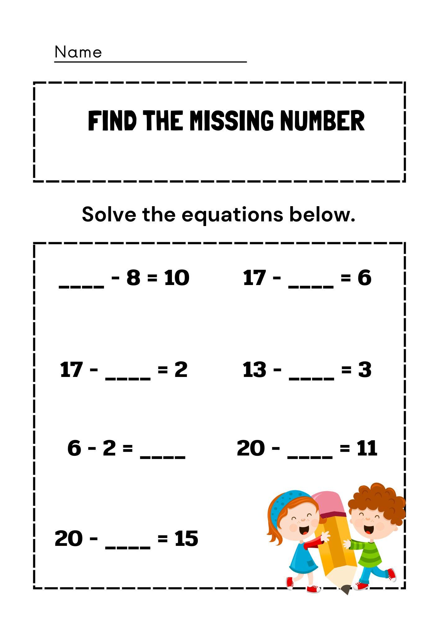 40 Printable Subtraction Fill in the Blanks Worksheet for Kindergarten ...