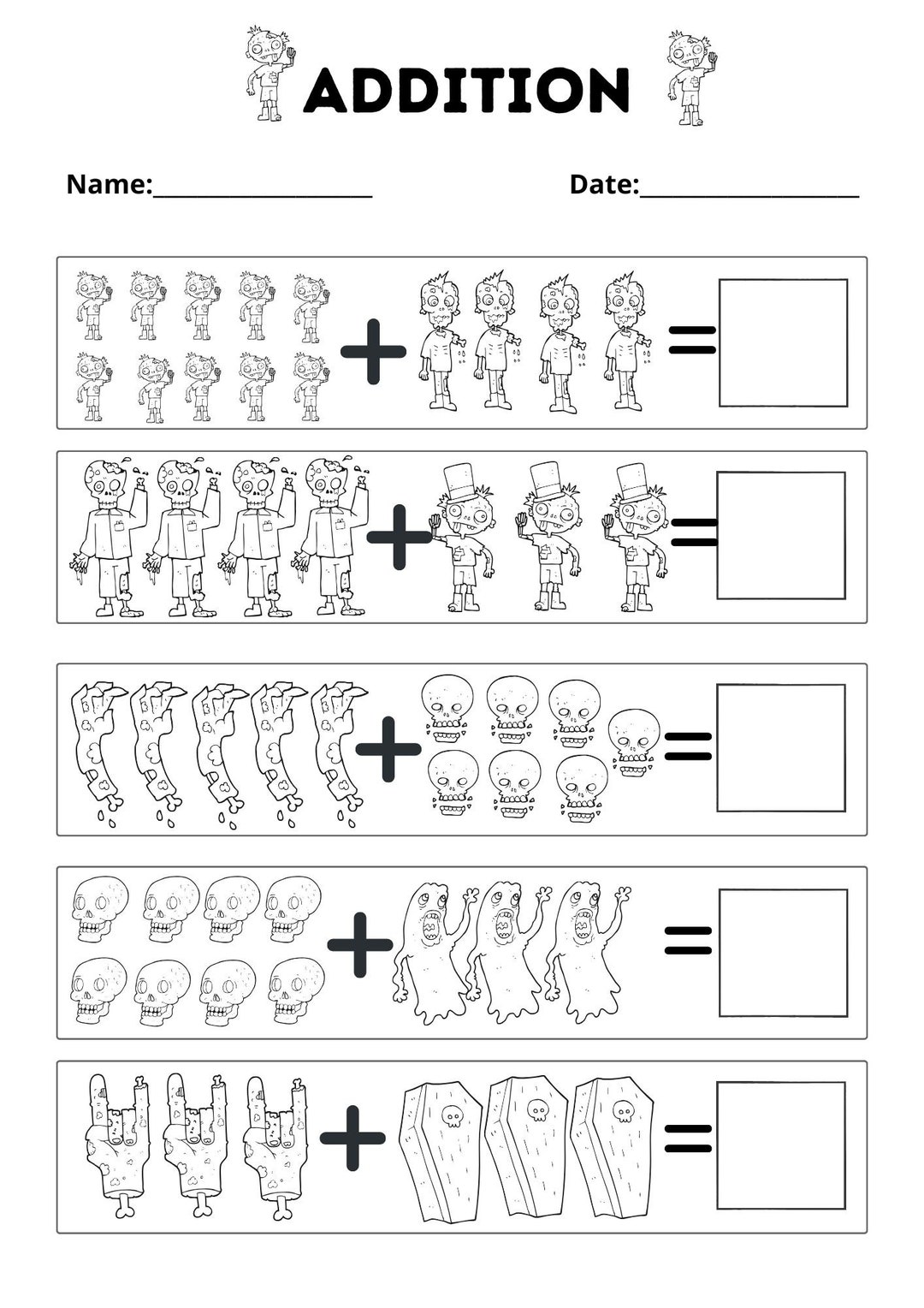 Picture Addition and Subtraction Worksheets: Kindergarten Homeschool ...