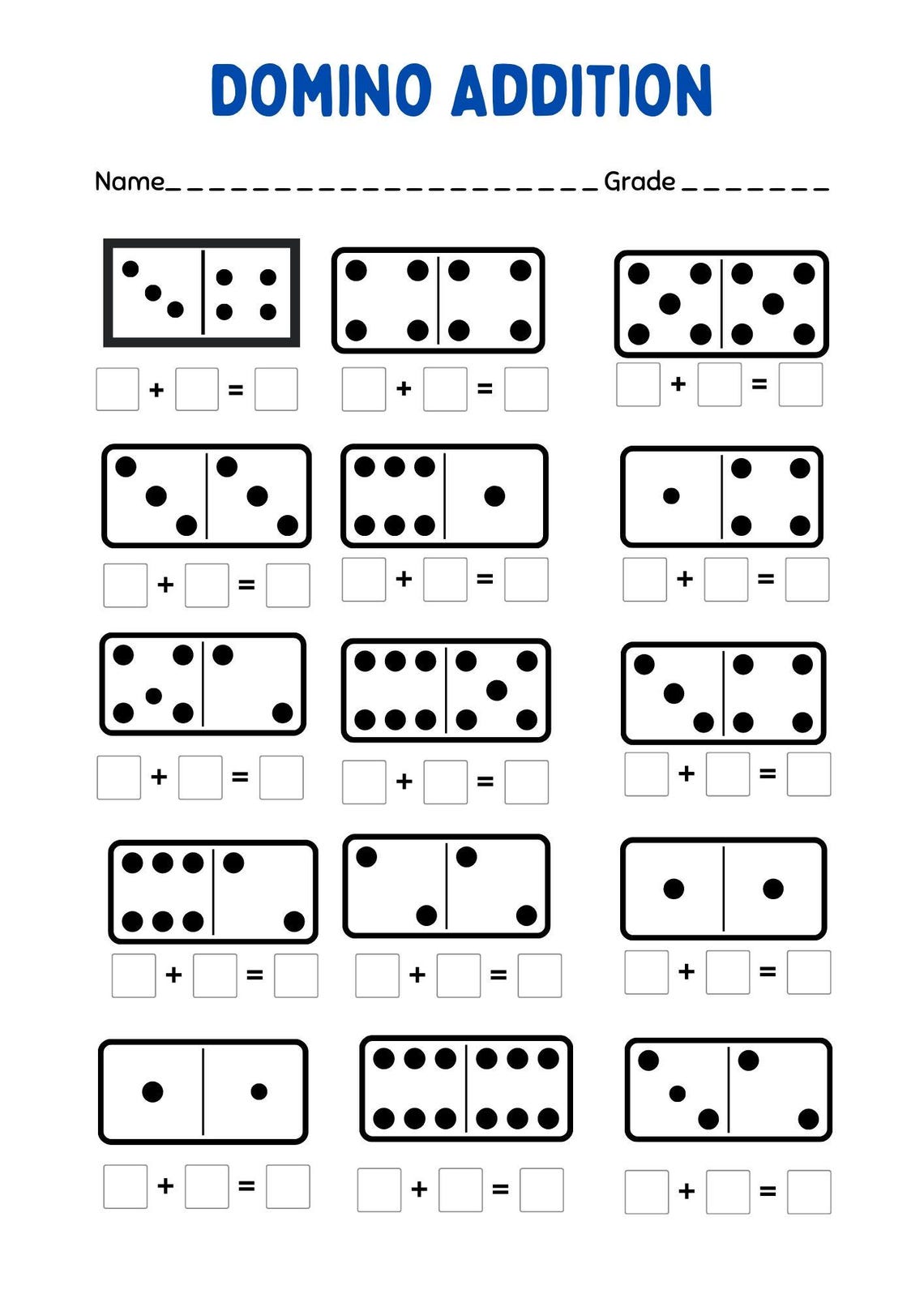 20 Printable Domino Addition Worksheets | 1st Grade & Kindergarten Math ...