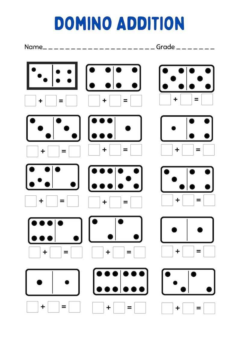 20 Printable Domino Addition Worksheets | 1st Grade & Kindergarten Math ...