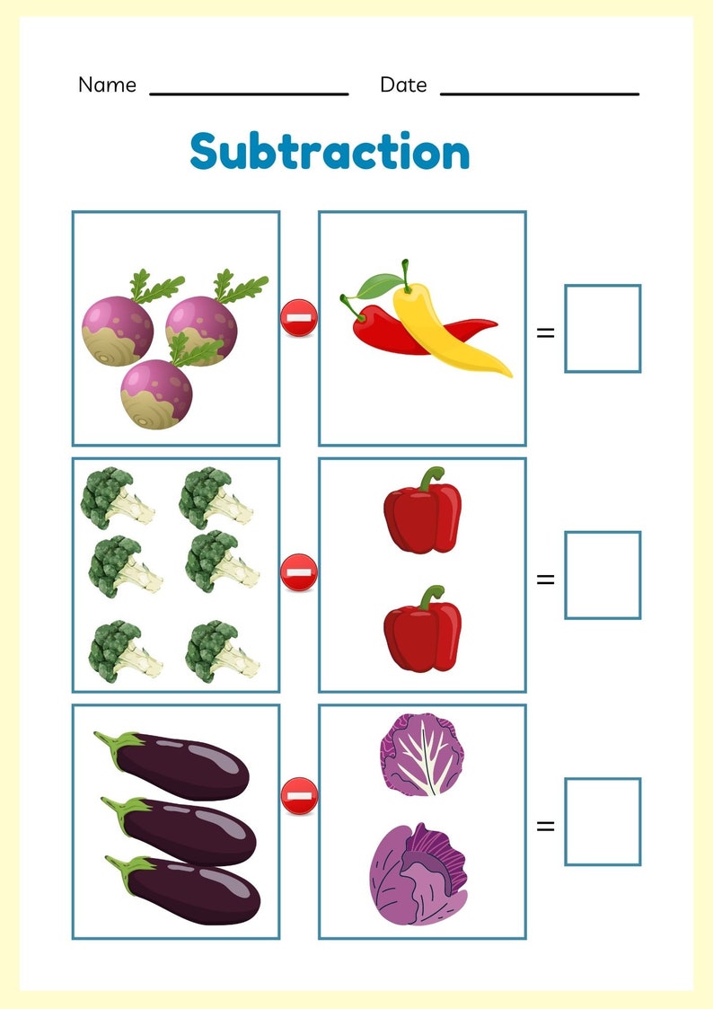 Kindergarten Math Worksheets: Picture Addition & Subtraction (printable ...