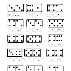 20 Printable Domino Addition Worksheets 1st Grade & Kindergarten Math ...